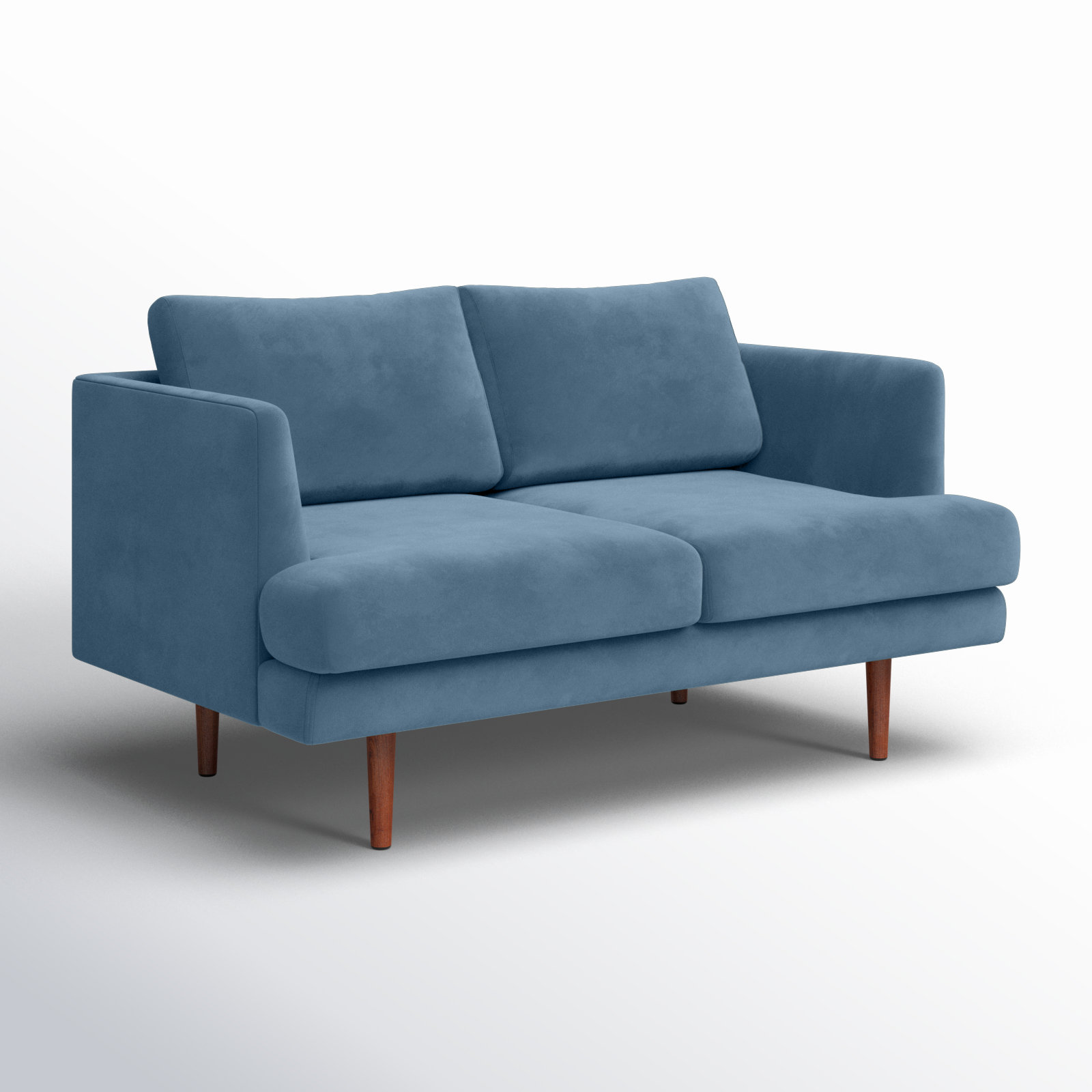 Miller 56 Upholstered Loveseat AllModern Fabric Stax Dust Blue Performance Velvet