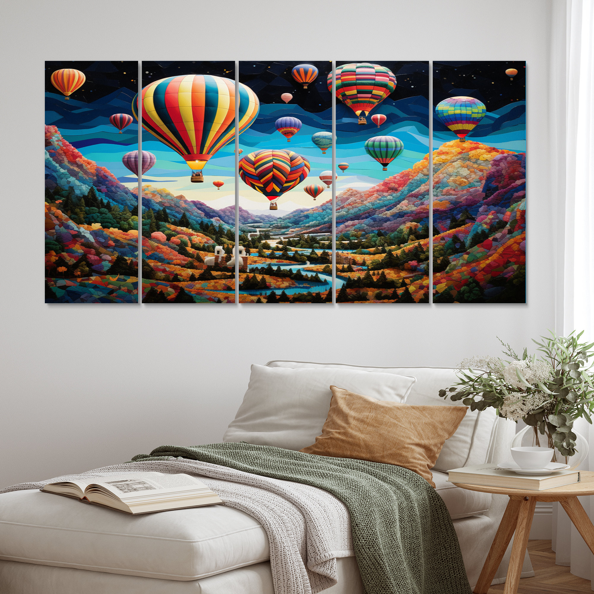 Red Barrel Studio Teal Hot Air Ballon Mosaic - Transportation Metal ...