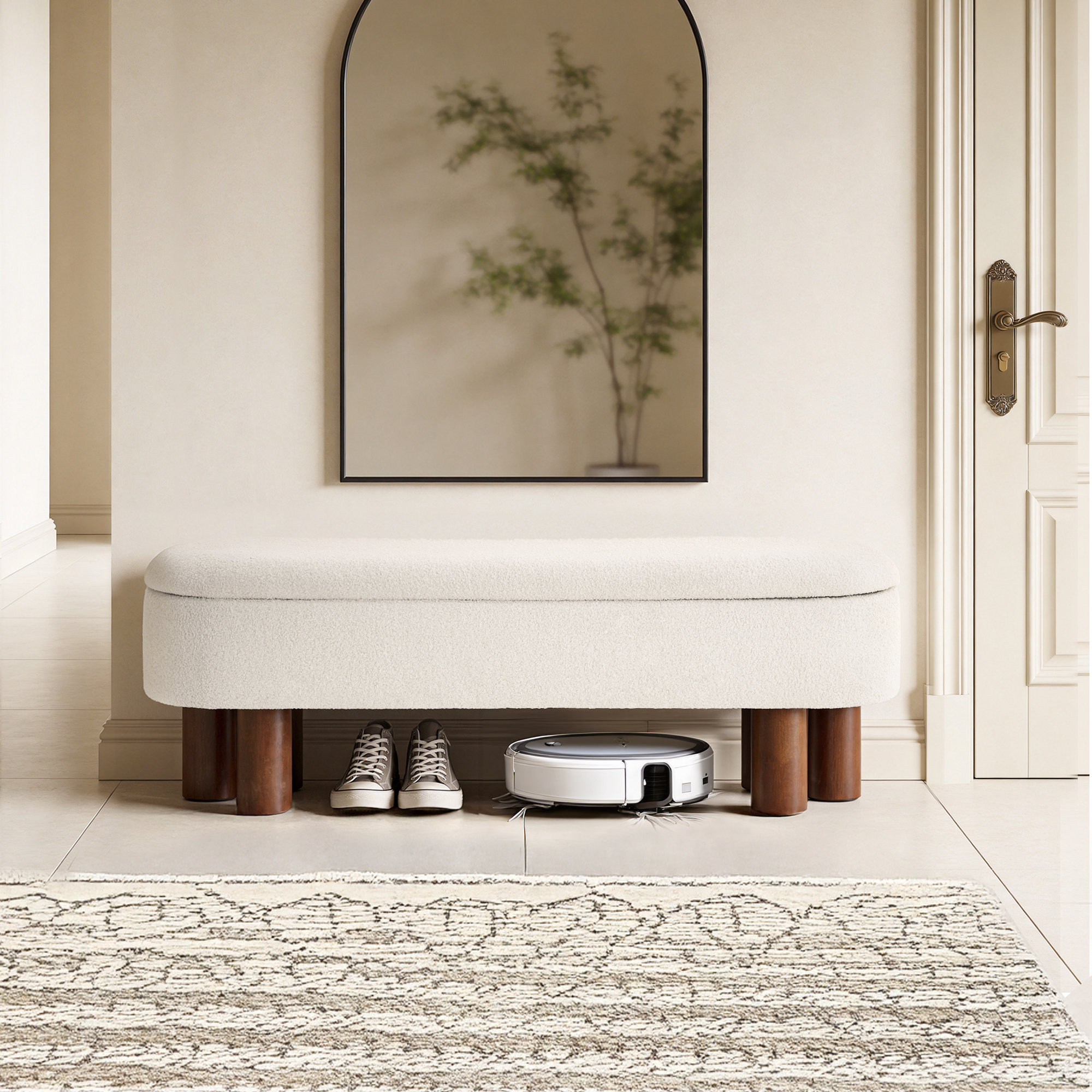 Ebern Designs Joddie Upholstered Flip Top Storage Bench with Solid Wood ...