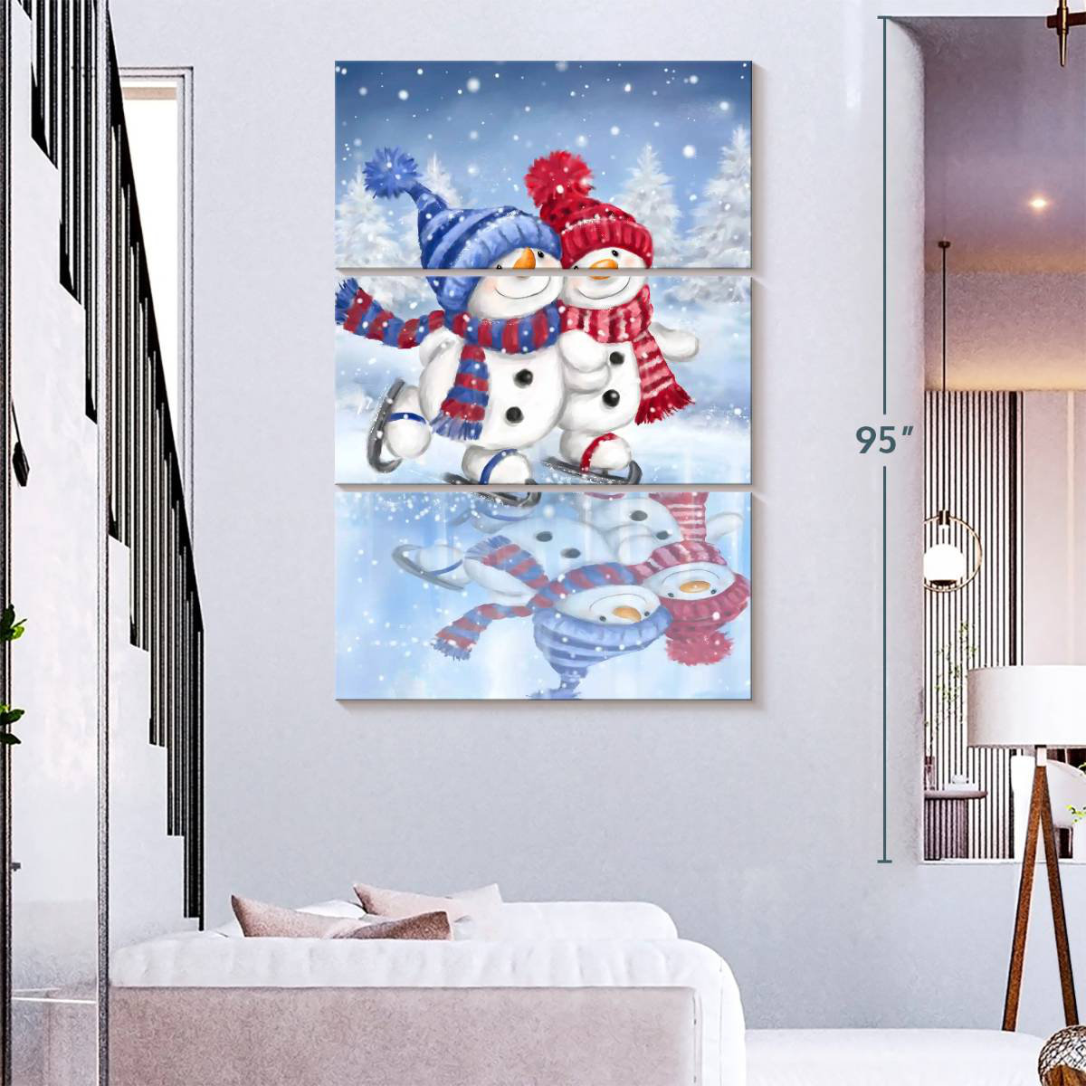 The Holiday Aisle® Lelend Snowman Couple Skating | Wayfair