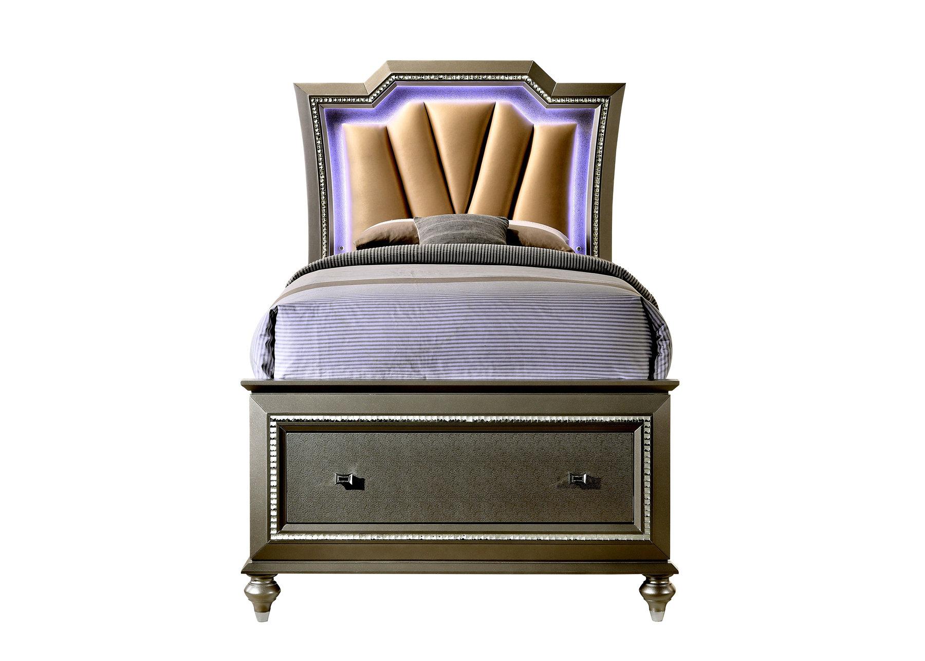 Rosdorf Park Luxurious Synthetic Leather Full Bed With LED And Storage ...