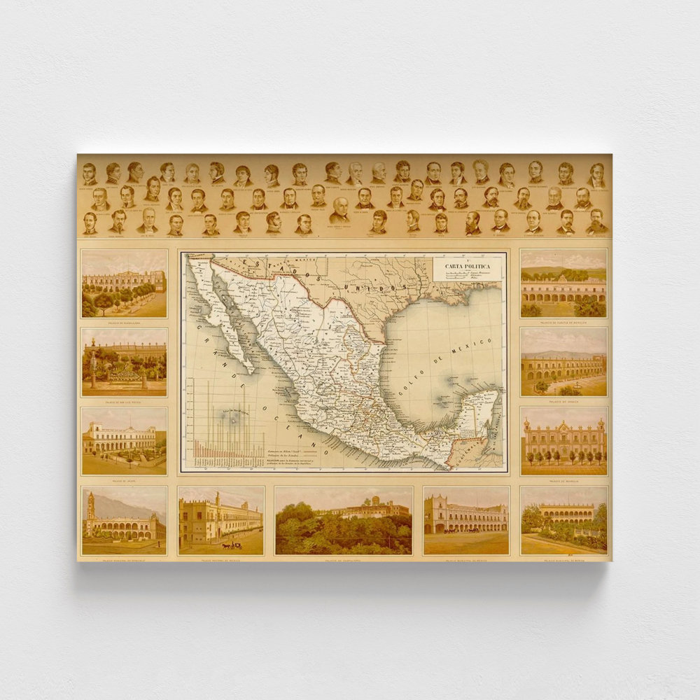 WeFrameArt Political Map Of Mexico, Mexican History Decor, Mexican ...