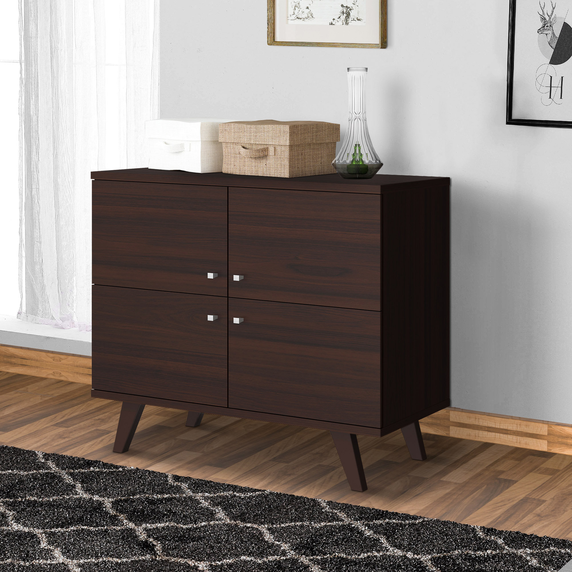 Corrigan Studio® Laquante Solid Wood 4 - Door Accent Cabinet | Wayfair