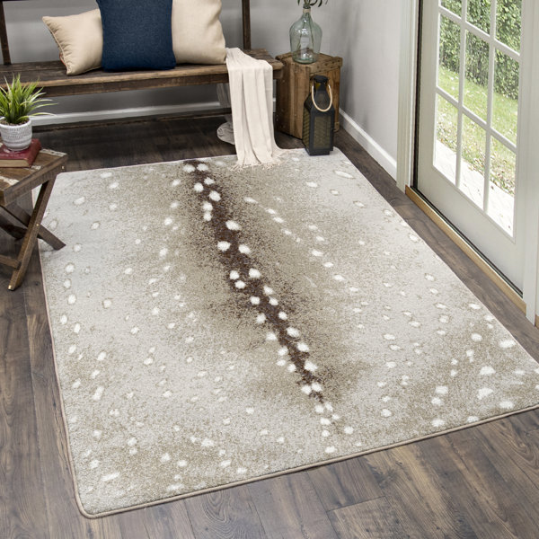 Foundry Select Dancy Animal Print Oatmeal/Gray Area Rug & Reviews | Wayfair