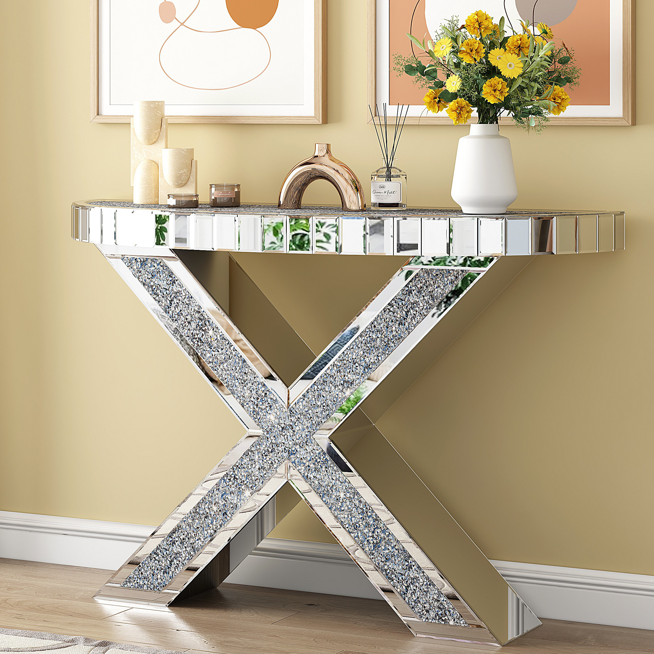 Everly Quinn Rillamas Mirrored Console Table Sofa Table | Wayfair
