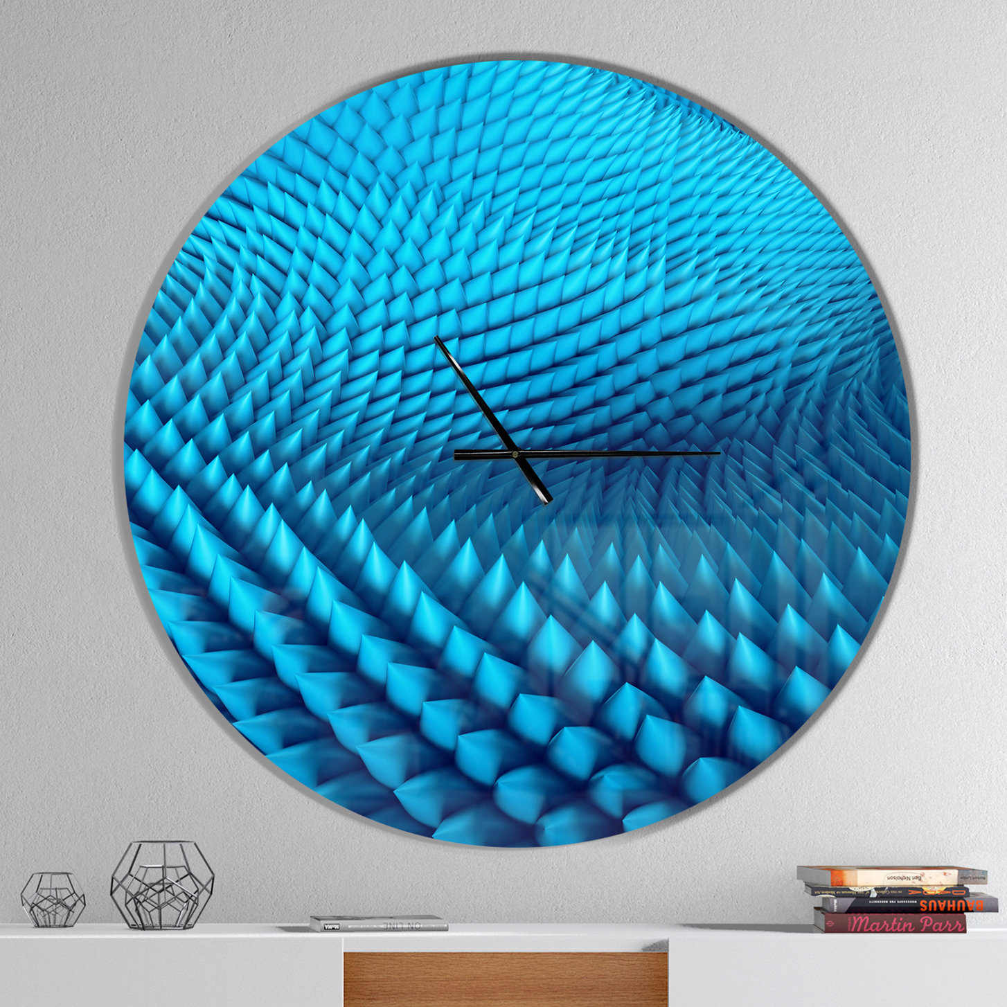East Urban Home Abstract Blue Wavy - Modern wall clock | Wayfair
