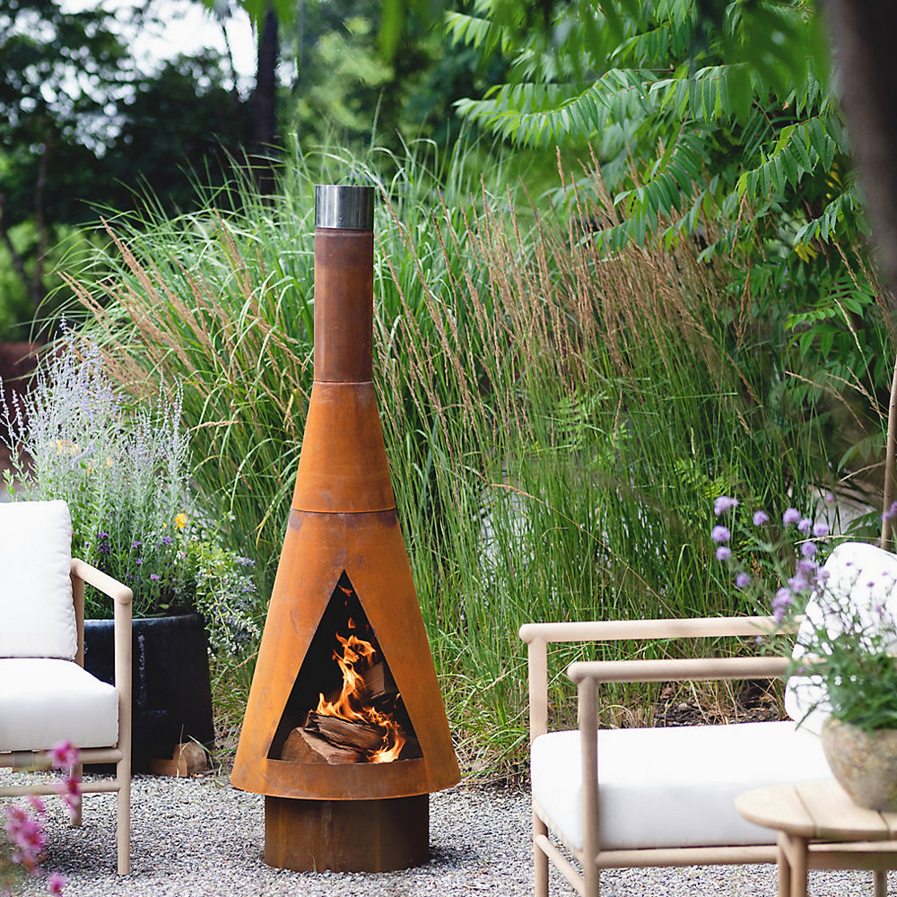 Dakota Fields Ajrie 125 H x 44 W Steel Wood Burning Outdoor Chiminea ...
