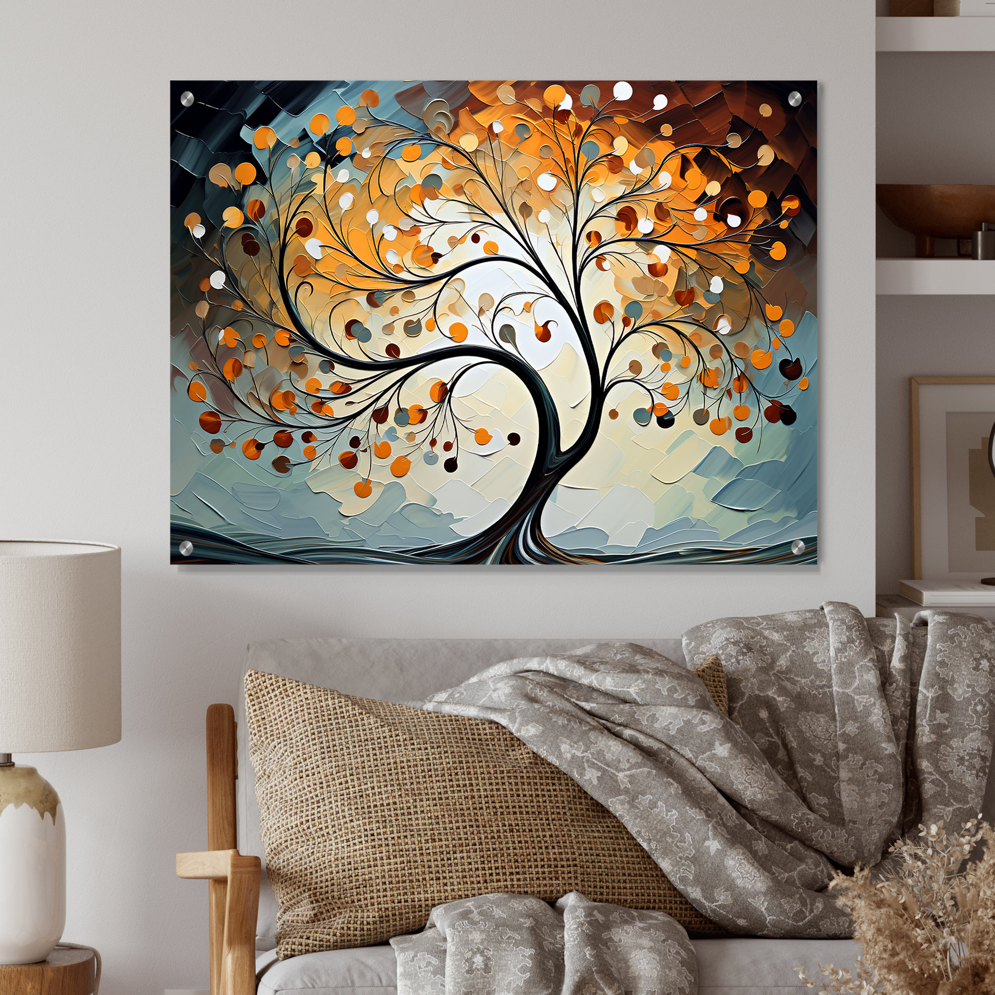 Lark Manor™ Yellow Grey Majestic Canopies Tree - Trees Acrylic Wall Art ...
