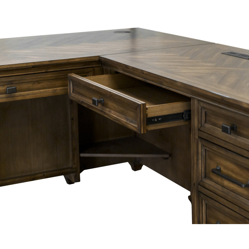 Rosalind Wheeler Carleny Corner Executive Desk with Built in Outlets ...