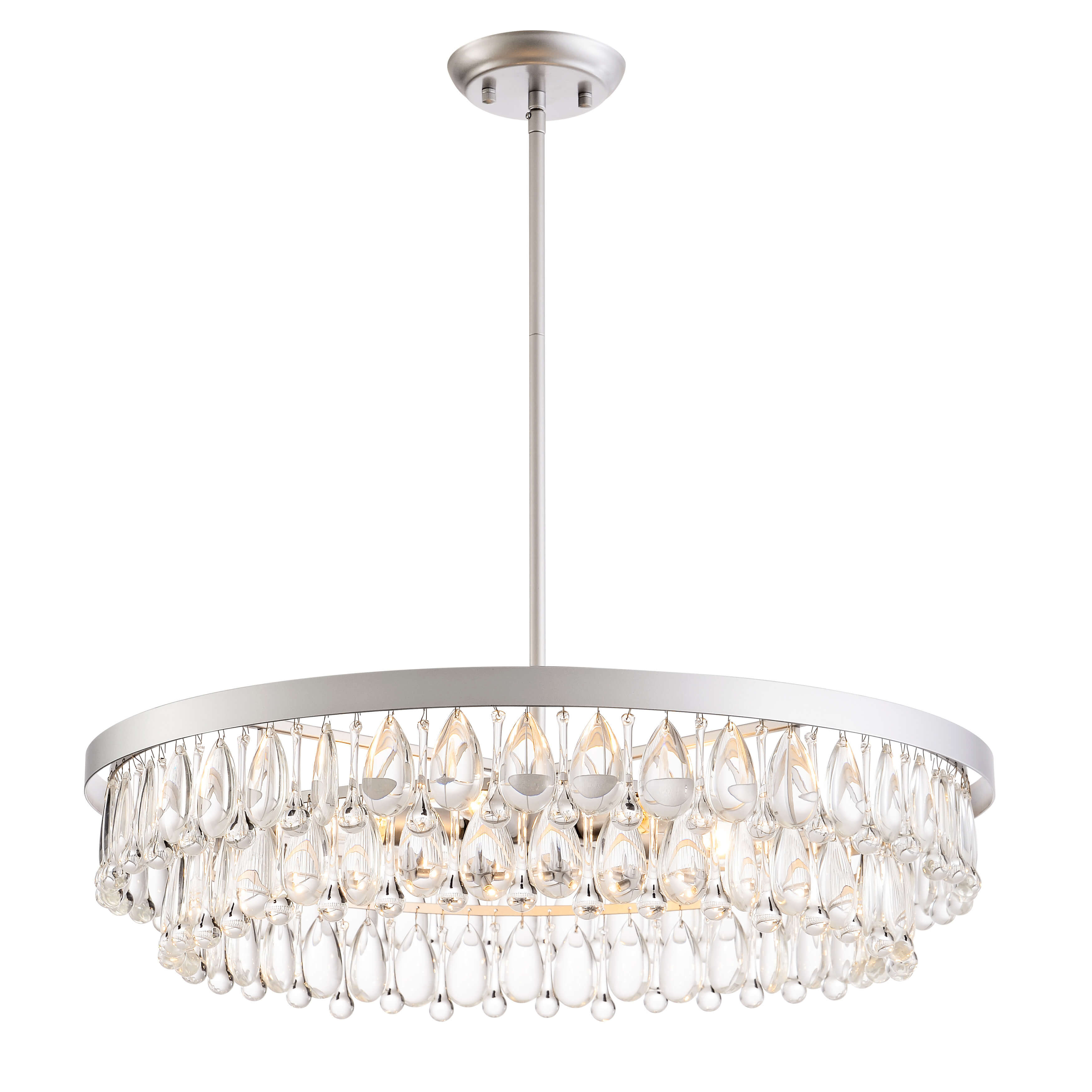 Mercer41 Niasia Crystal 6-light 24" Matte Silver Crystal Chandelier ...