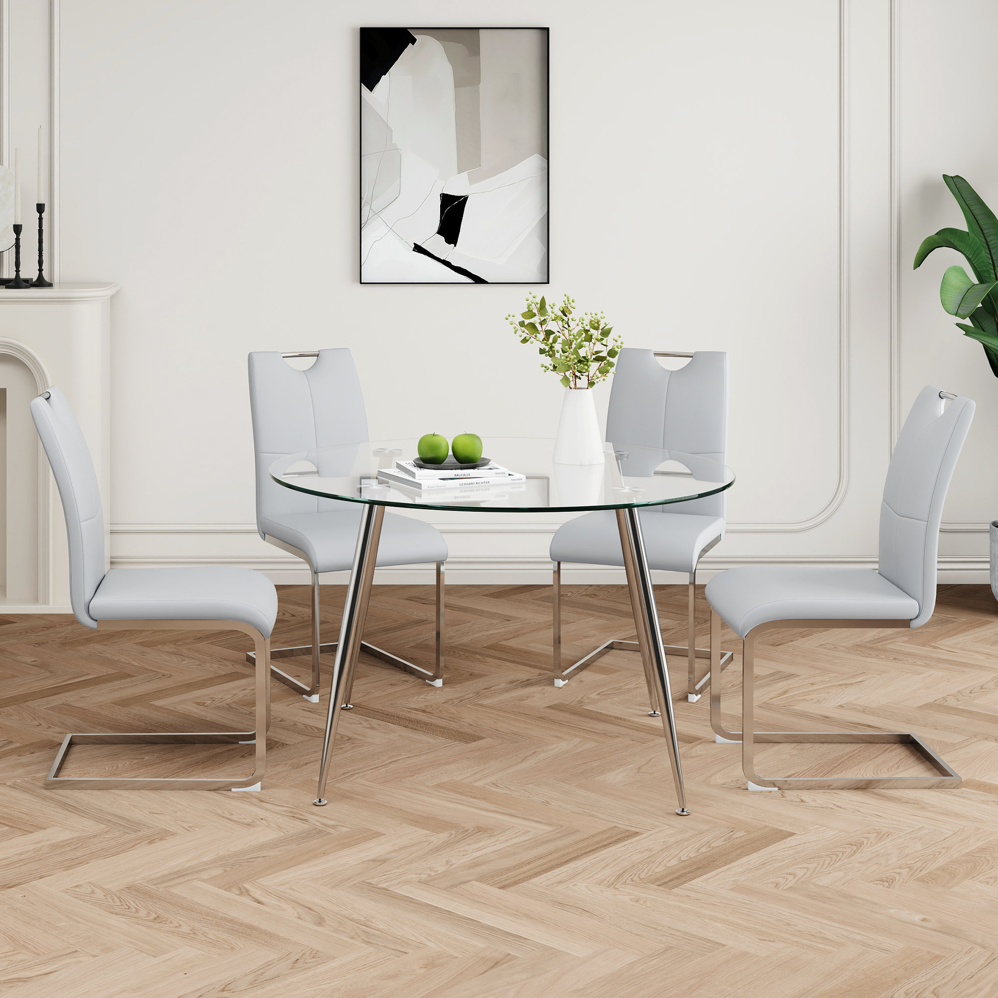 Ivy Bronx Modern Simple Round Table, Wear-Resist Tempe Countertop ...