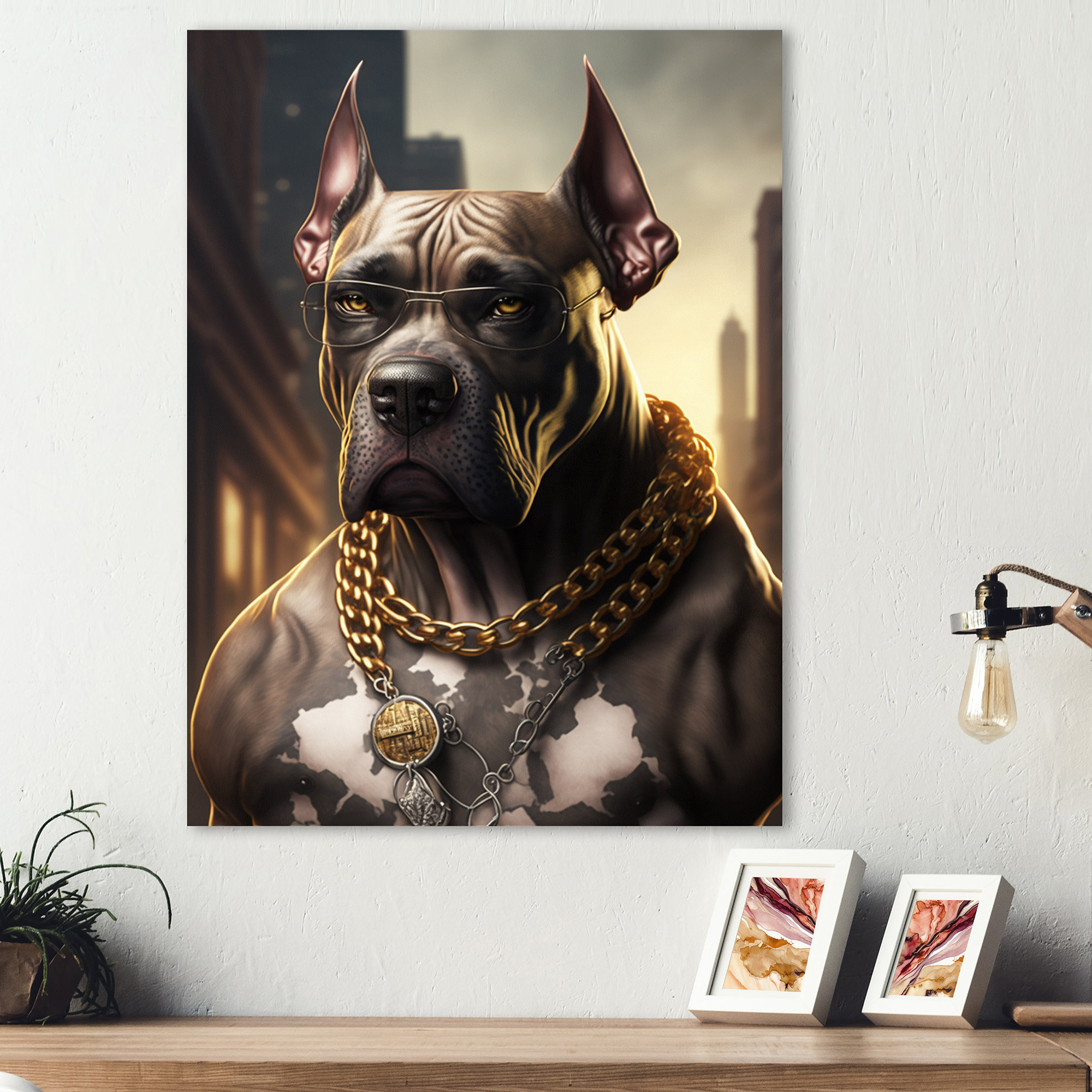 Trinx Great Dane Gangster In NYC II - Animals Metal Wall Décor ...
