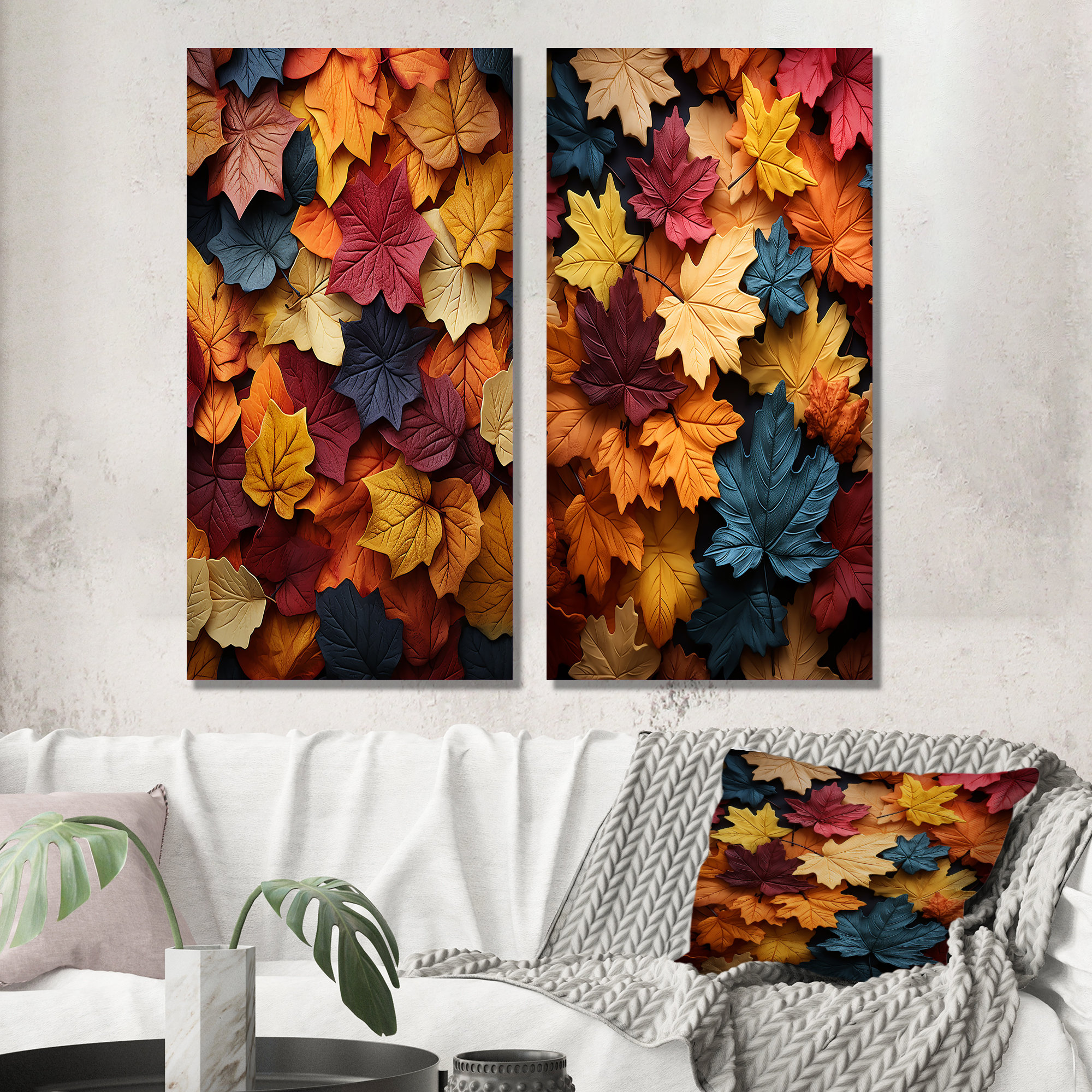 Latitude Run® Leaves Autumn Palette Muted " Leaves Autumn Palette Muted ...