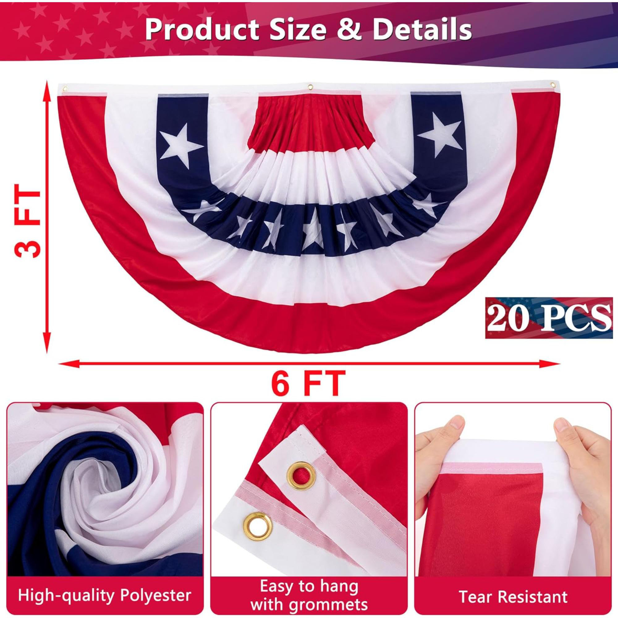 The Holiday Aisle® 20 PCS 4Th Of July Decorations Outdoor, 3 X 6 FT ...