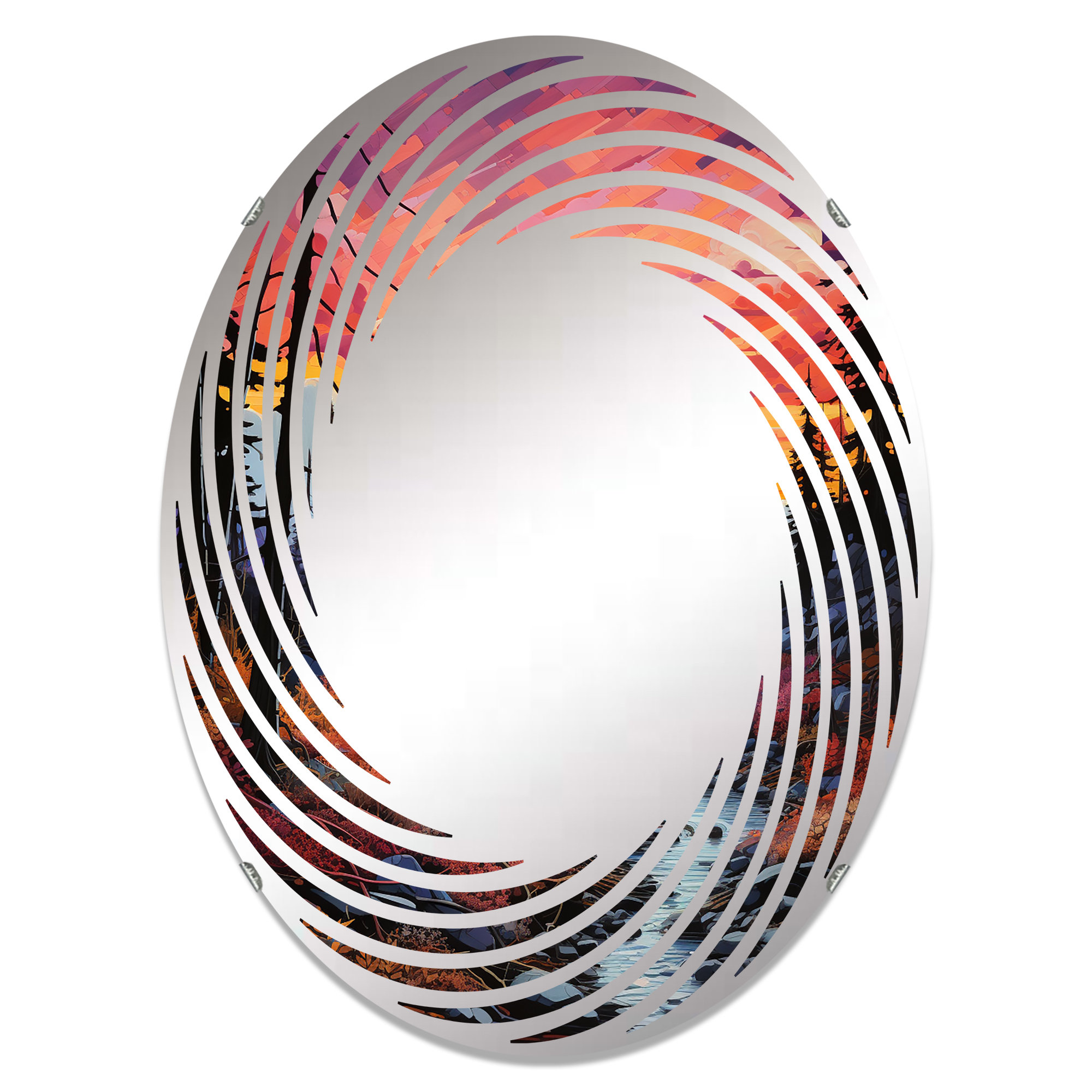 Design Art Aurora Borealis Aurora Spectacle I - Spiral Wall Mirror Oval ...