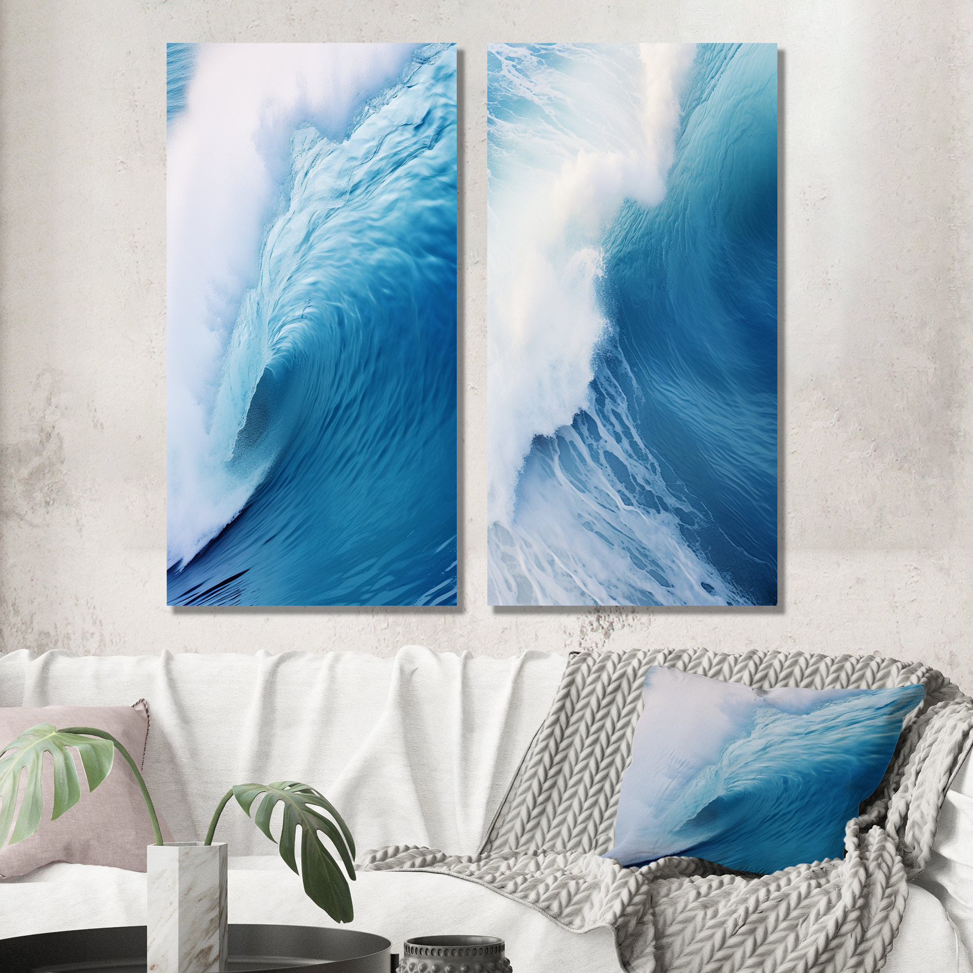Beachcrest Home Blue Wave Blue Wonder - Coastal Metal Wall Art Living ...