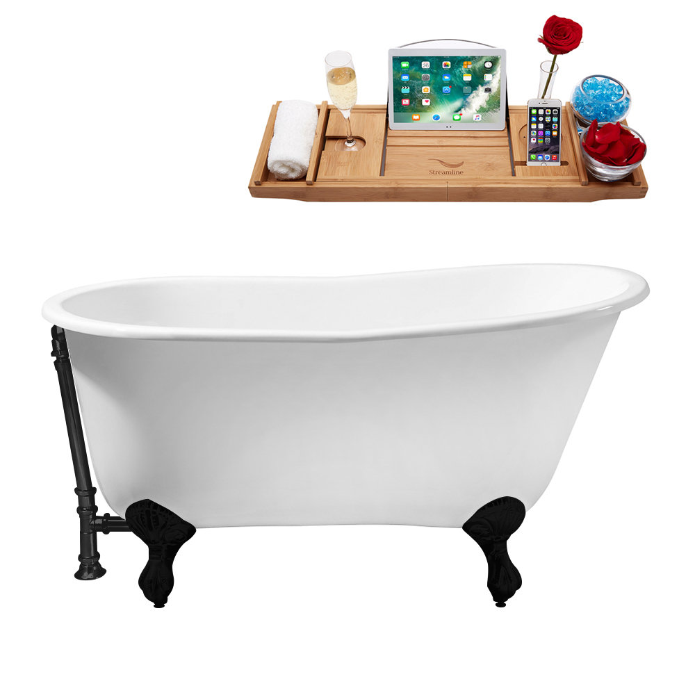Streamline Bath 53" Streamline Clawfoot Soaking Cast Iron Bathtub With ...