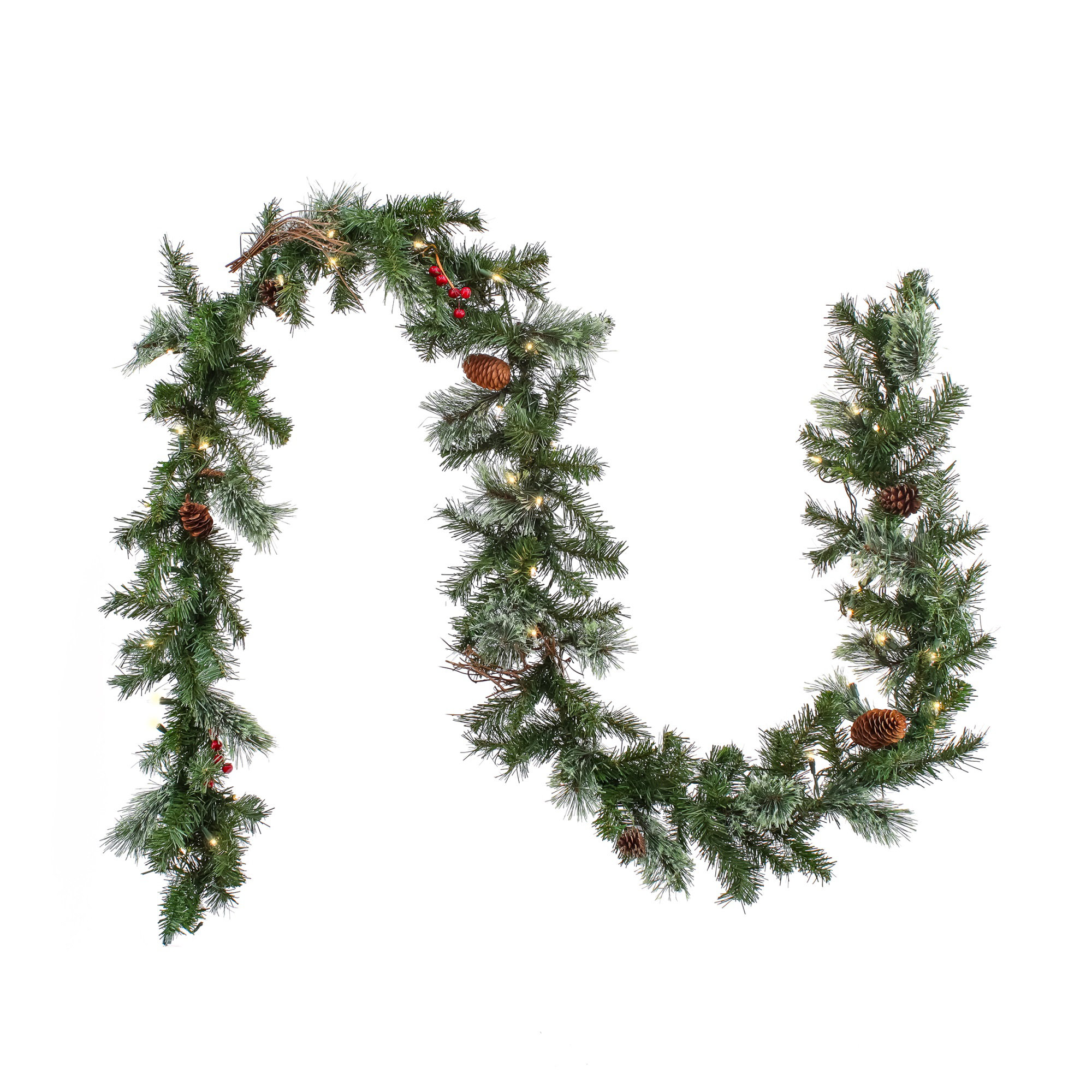 The Holiday Aisle® 9 ft. Glistening Pine Garland with Clear Lights ...