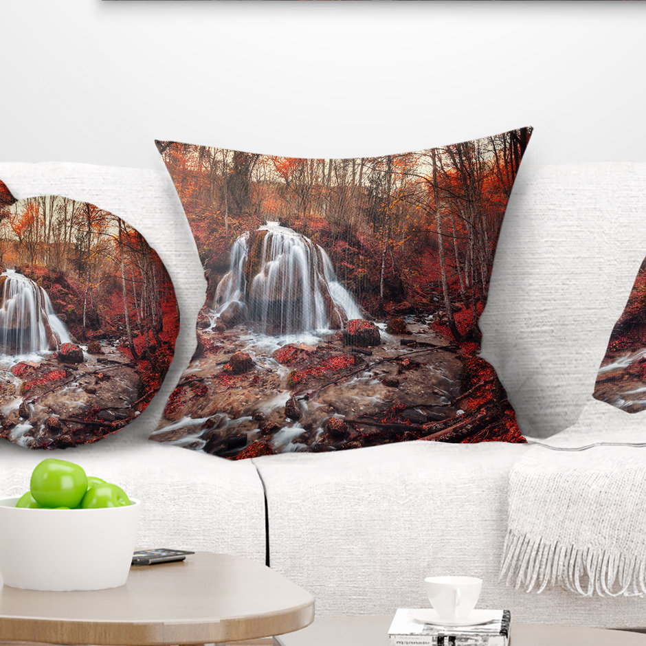 Design Art Silver Stream Waterfall Close up - Landscape Printed Pillow ...
