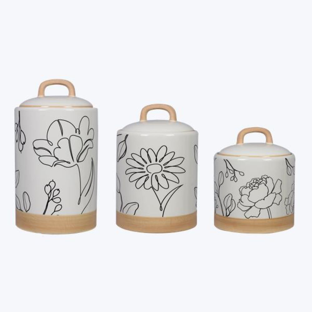 Red Barrel Studio® Ceramic Human Nature Canister Set Of 3 | Wayfair