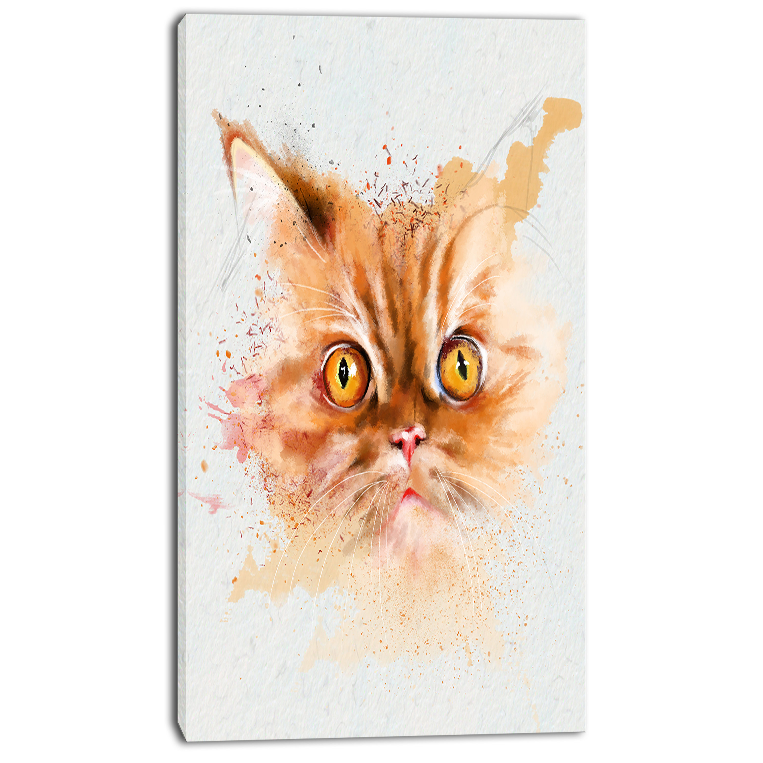 Design Art 'Serious Cat Face Watercolor Sketch' Painting Print on ...