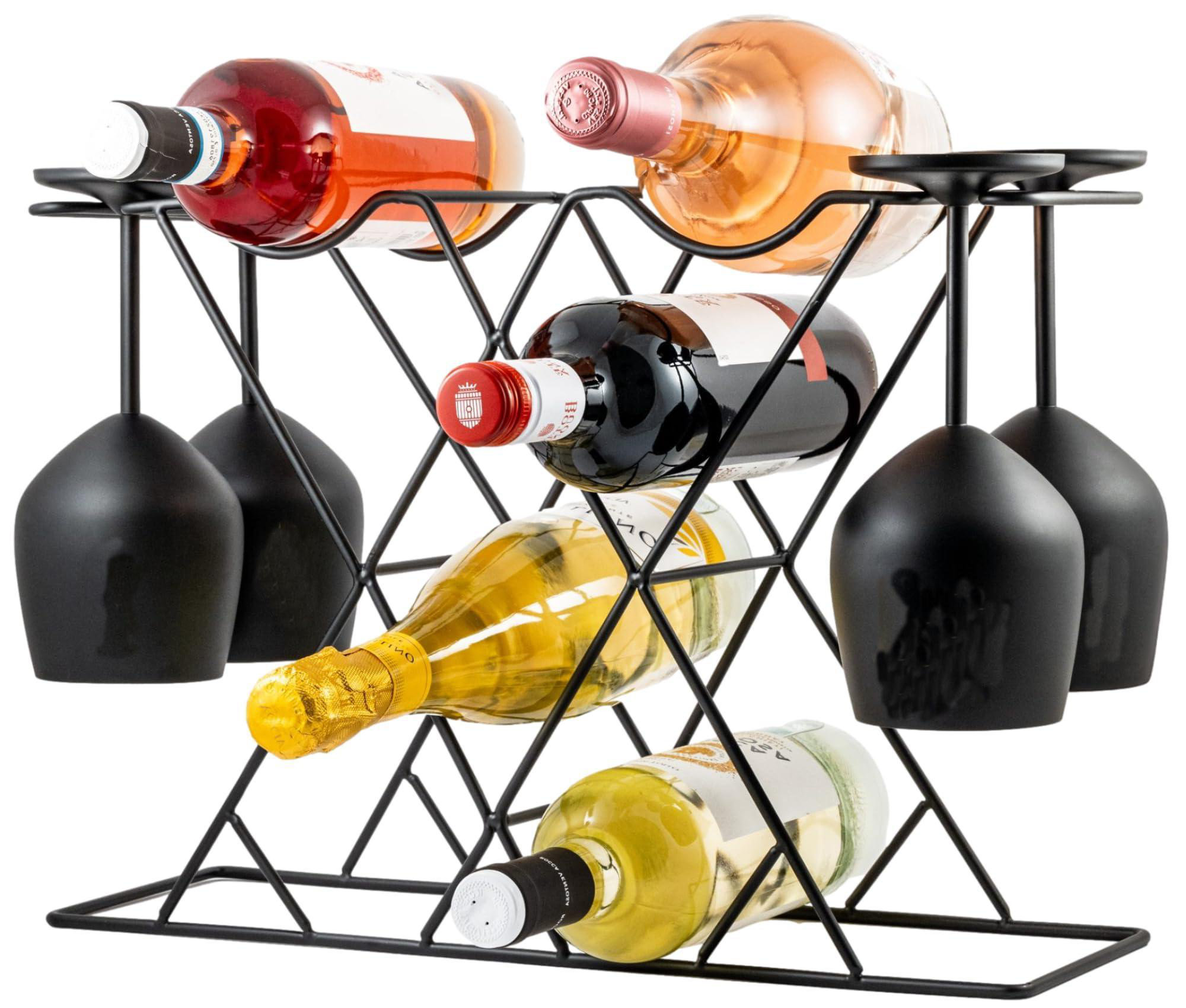 George Oliver Fitnete 8 Bottle Countertop Wine Bottle & Glass Rack ...