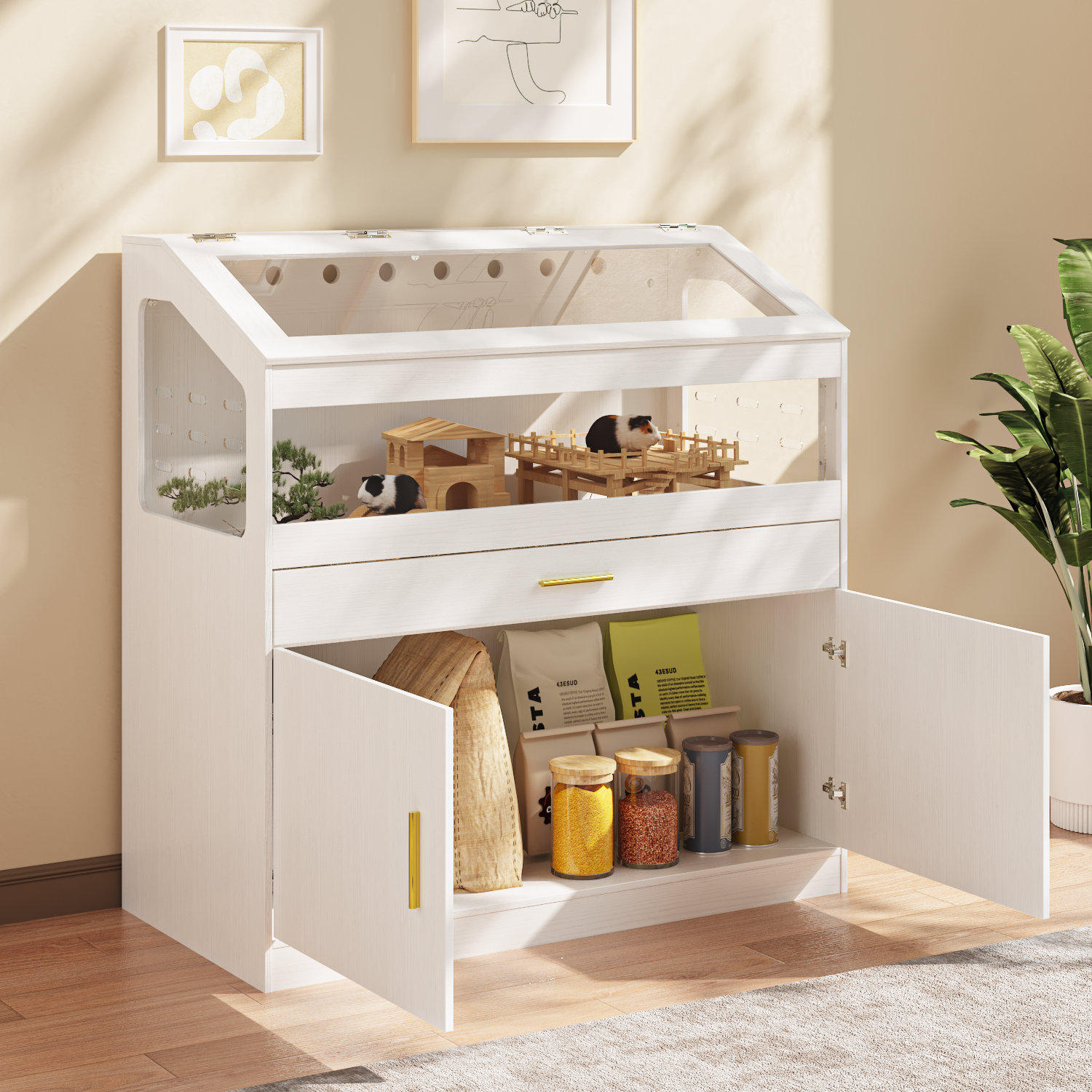 Tucker Murphy Pet™ Hamster Cage With Storage Cabinet, Guinea Pig Cage ...
