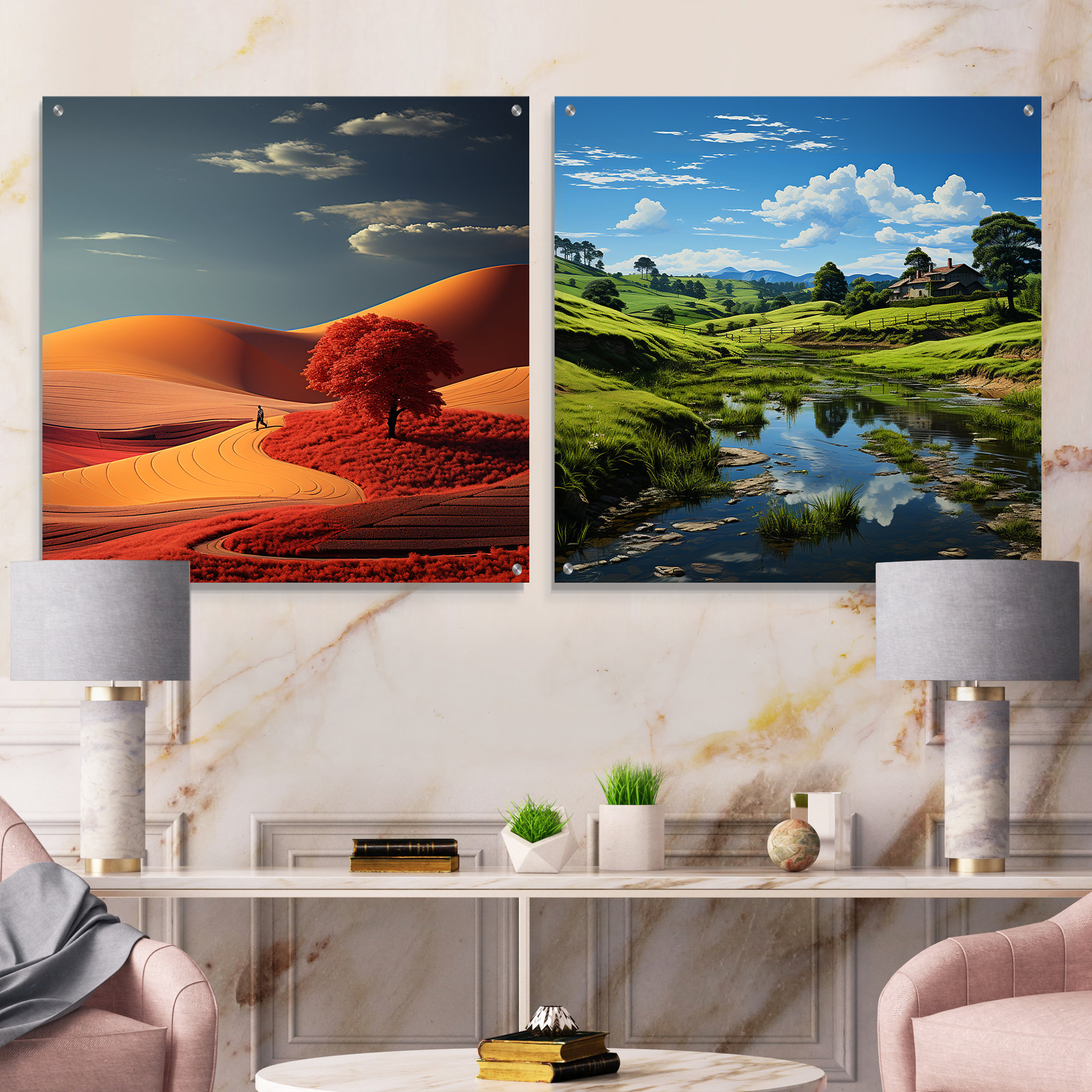 Lark Manor™ Countryside Coral Meadow Horizon - Countryside Acrylic Wall ...