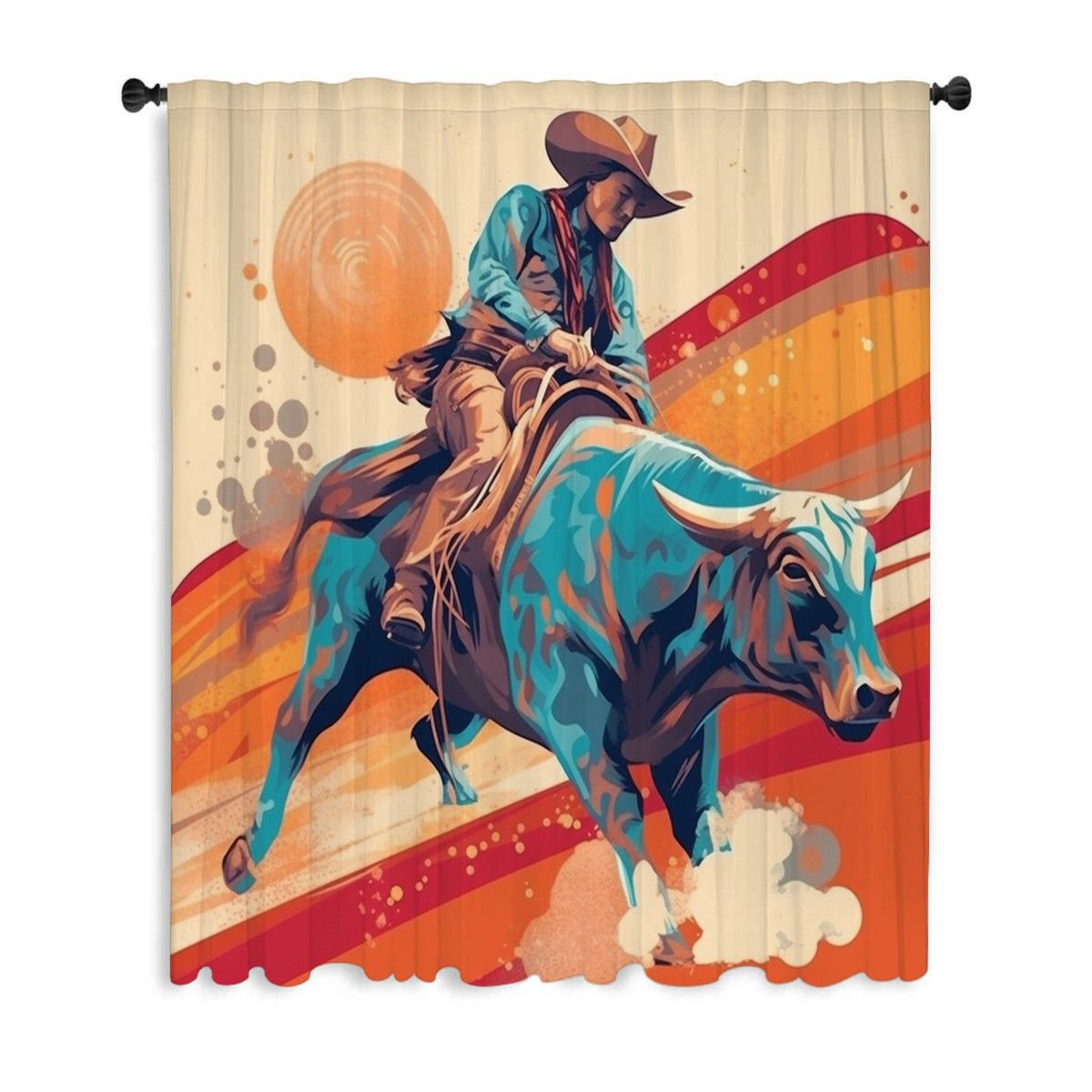 VisionDecor Rodeo Window Curtains, Abstract Blockout & Sheer Curtains ...