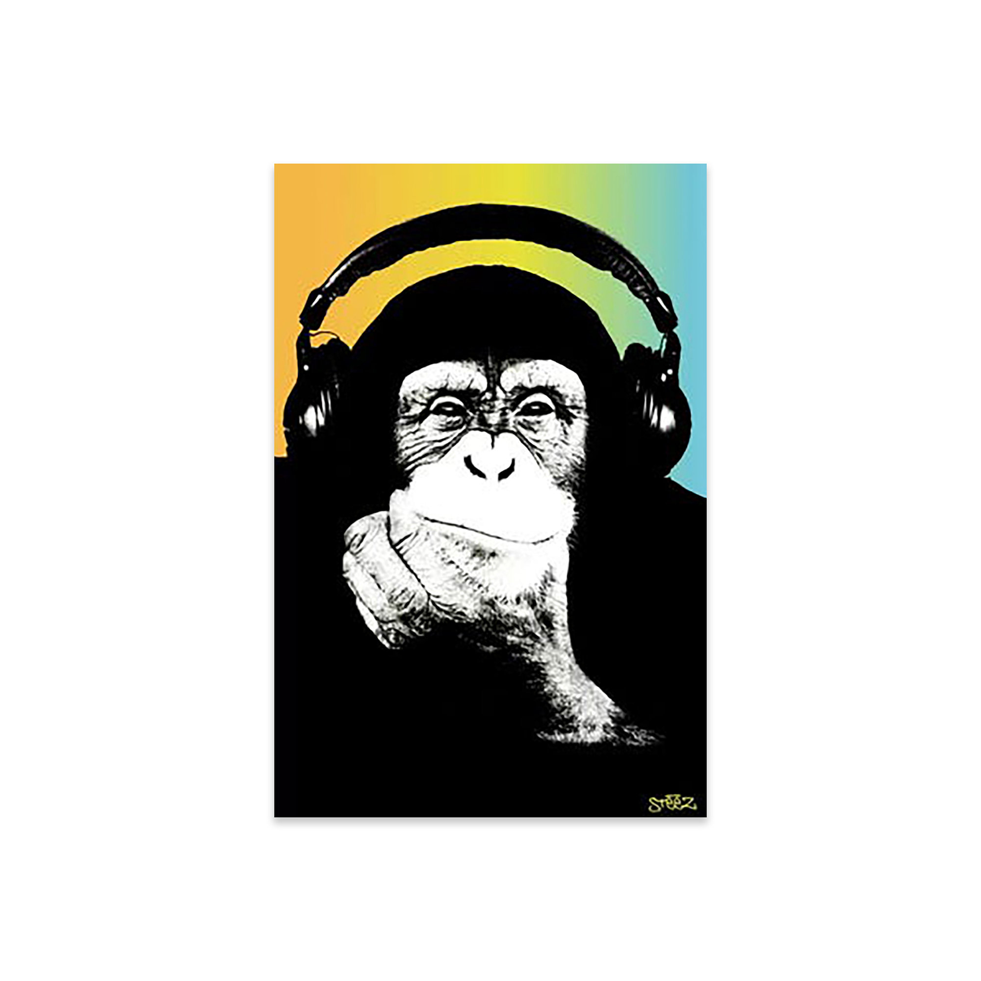 Trinx Monkey Headphones Rasta III by Steez - Unframed Graphic Art | Wayfair