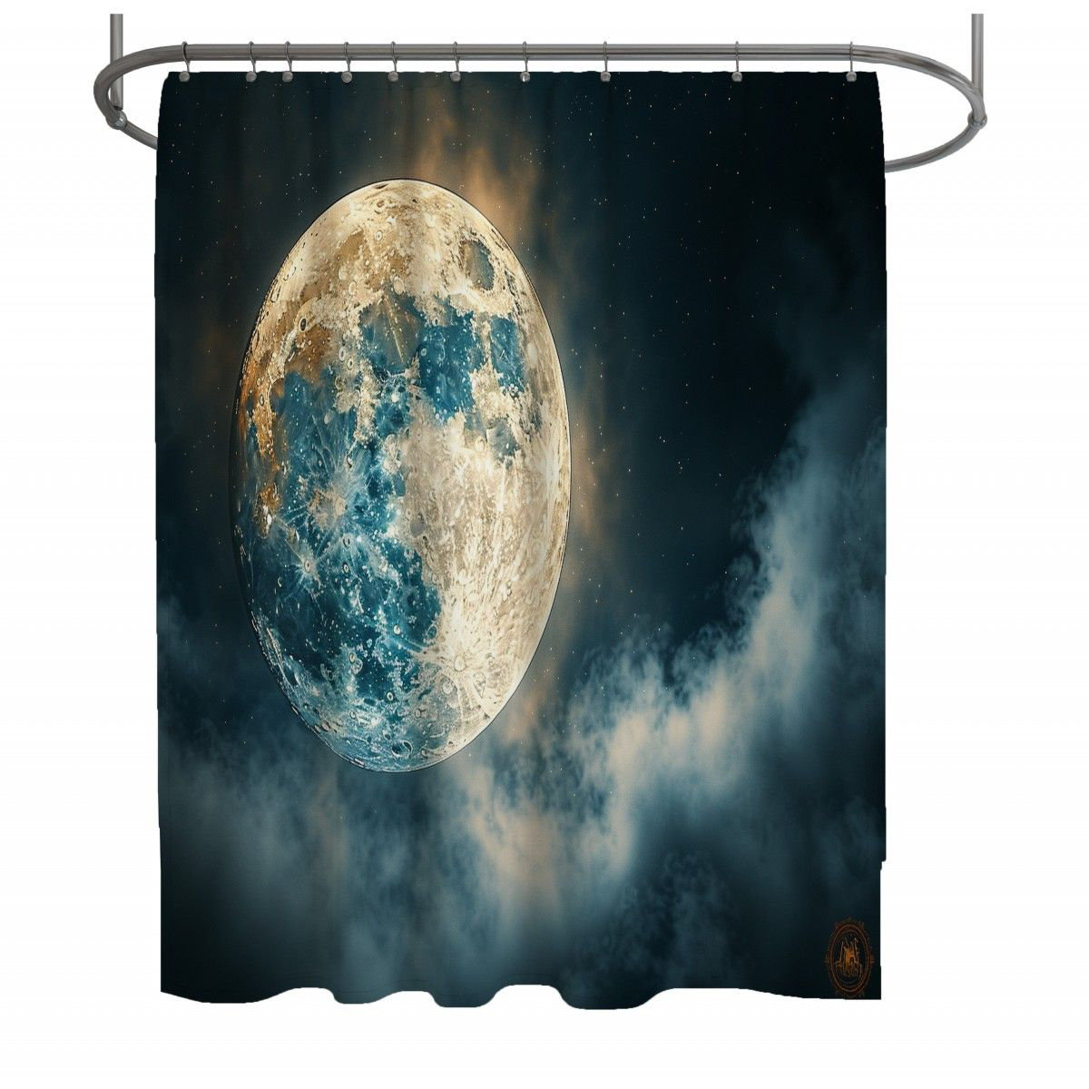 VisionDecor Full Moon Shower Curtain - Astronomy Bathroom Decor ...