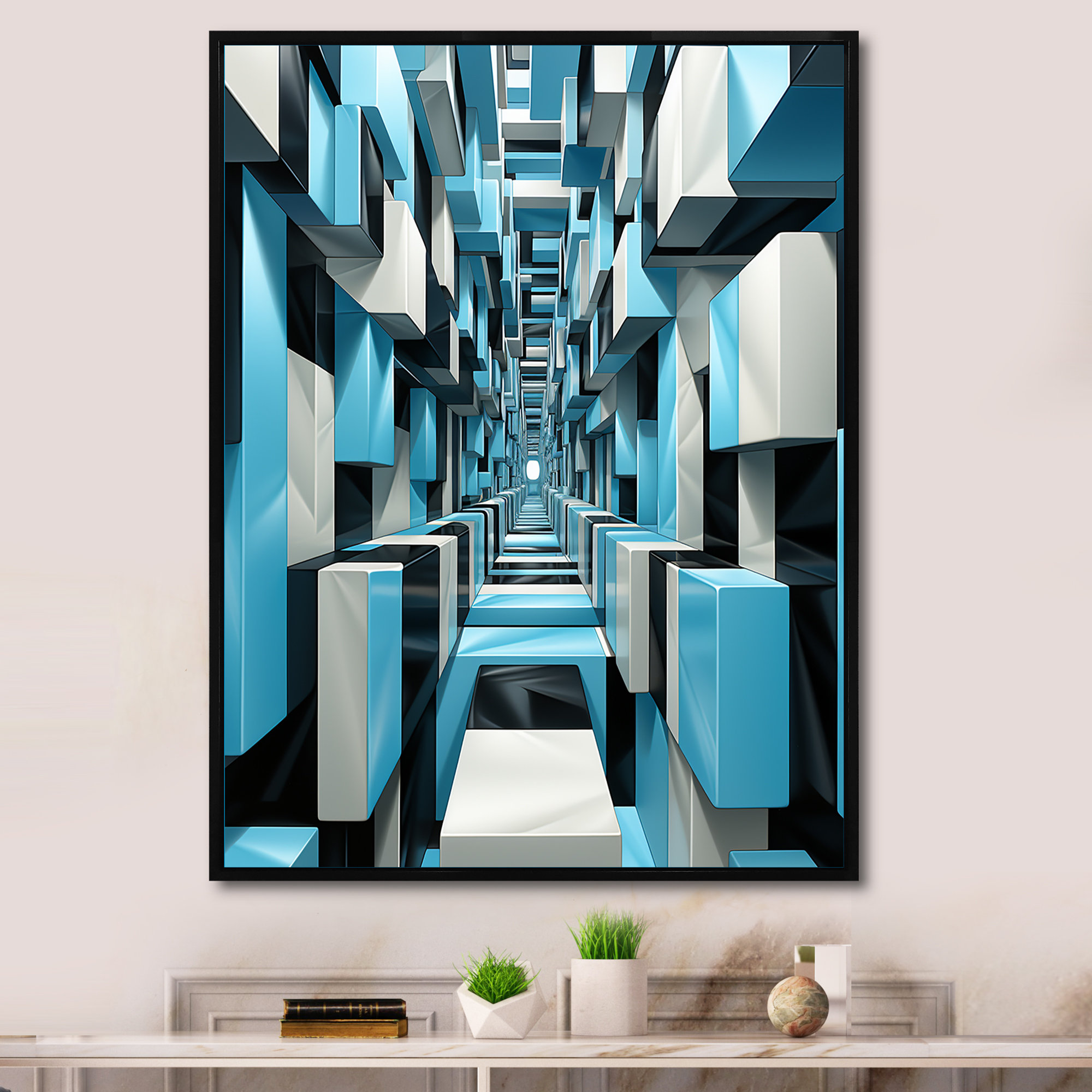 Ivy Bronx Op Art Blue Focus VI On Canvas Print | Wayfair