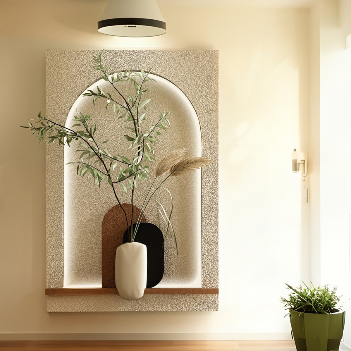 Hokku Designs 19.69"3D Sandstone LED Lighted Plant Decorative Painting ...