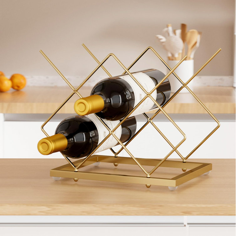 Latitude Run 5-Bottle Metal Wine Rack for Countertop & Tabletop Storage ...