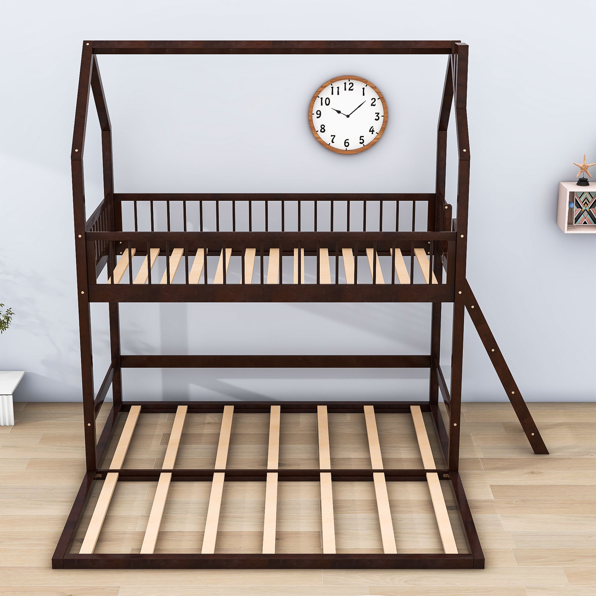 Harper Orchard Tregre Twin Over Twin-Twin Wooden Bunk Bed with Ladder ...