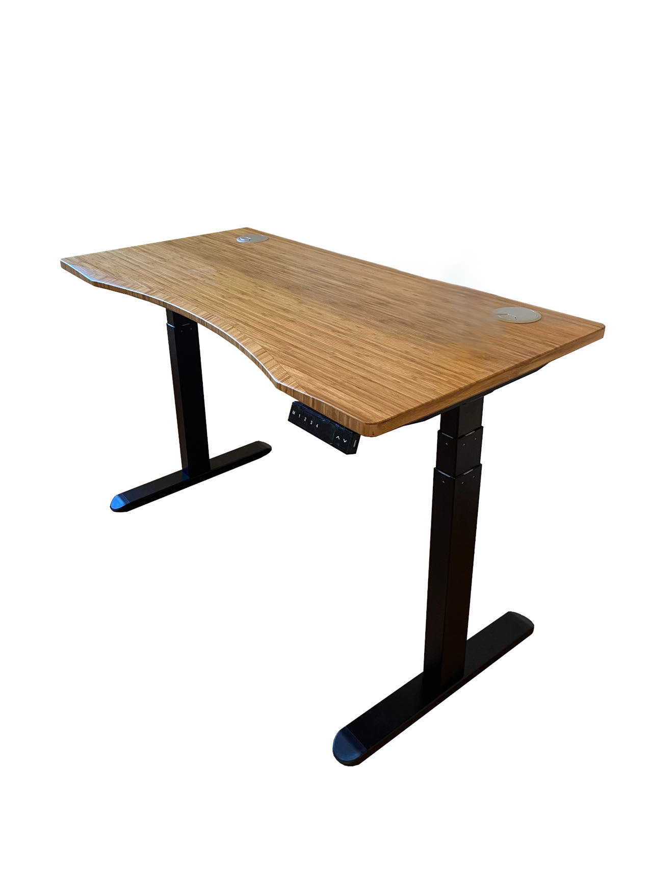 Inbox Zero Pavonis Bamboo Curved Desktop Standing Desk | Wayfair