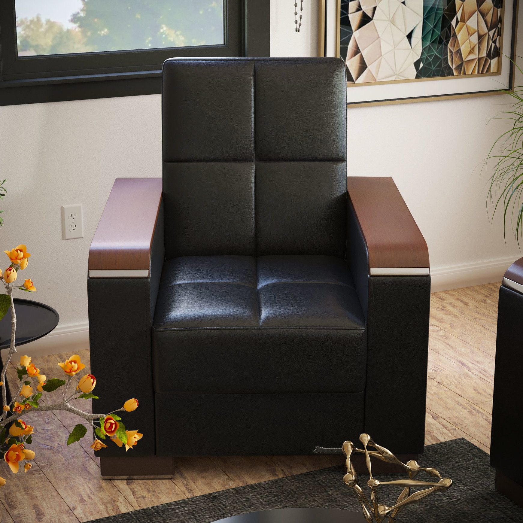 Corrigan Studio® Upholstered Convertible Armchair With Storage ...