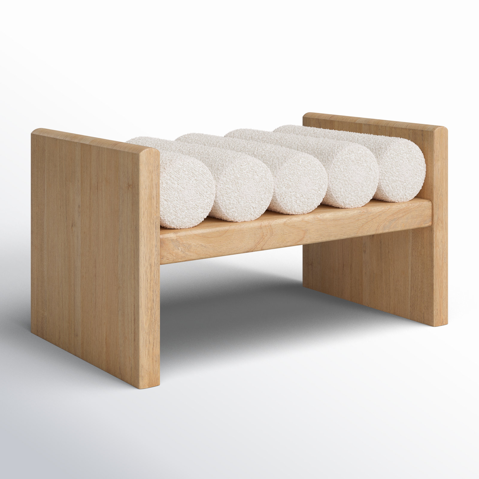 Latitude Run® Reeves Boucle Wood Bench & Reviews | AllModern