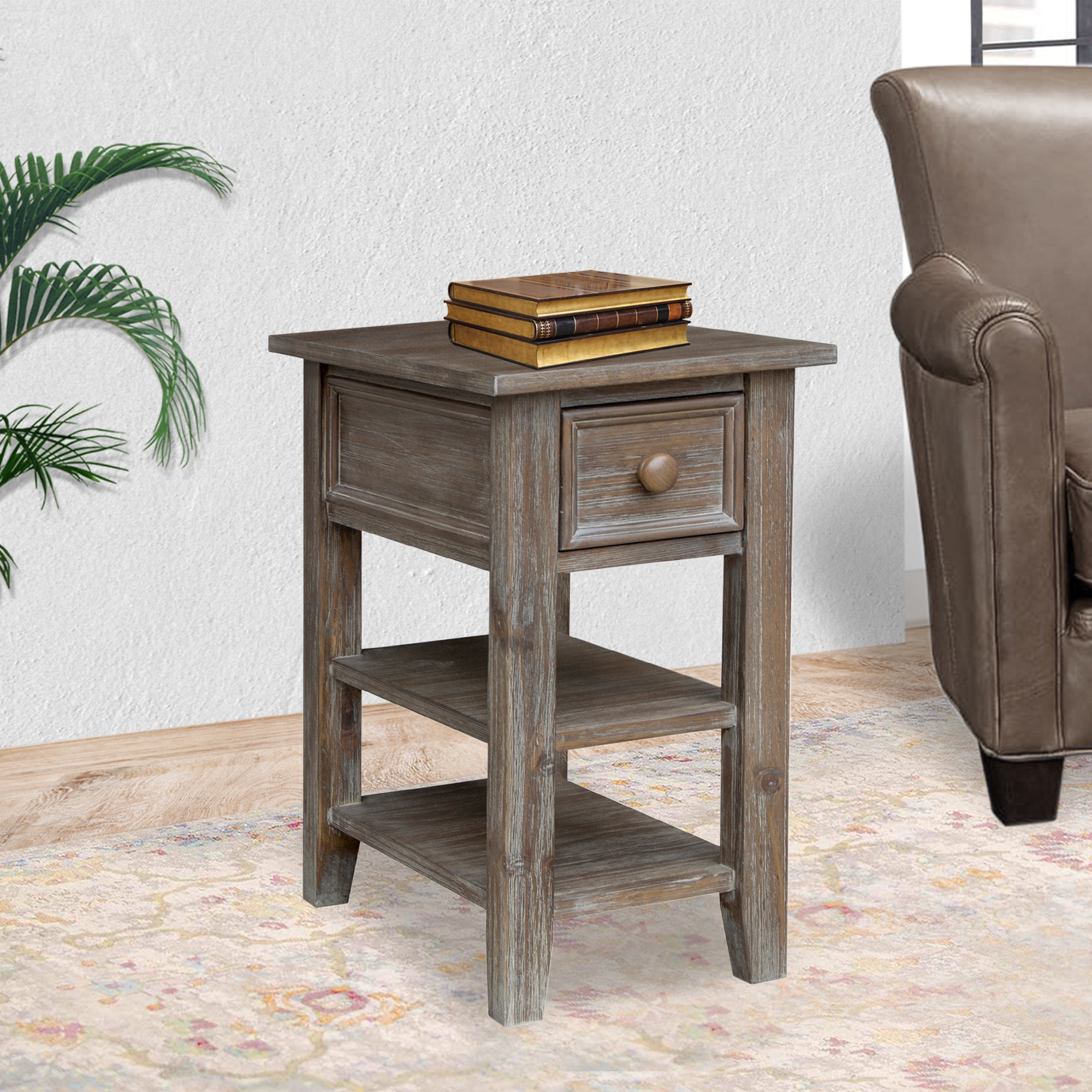 August Grove® New Haven Tribeca Chairside Table with Storage | Wayfair