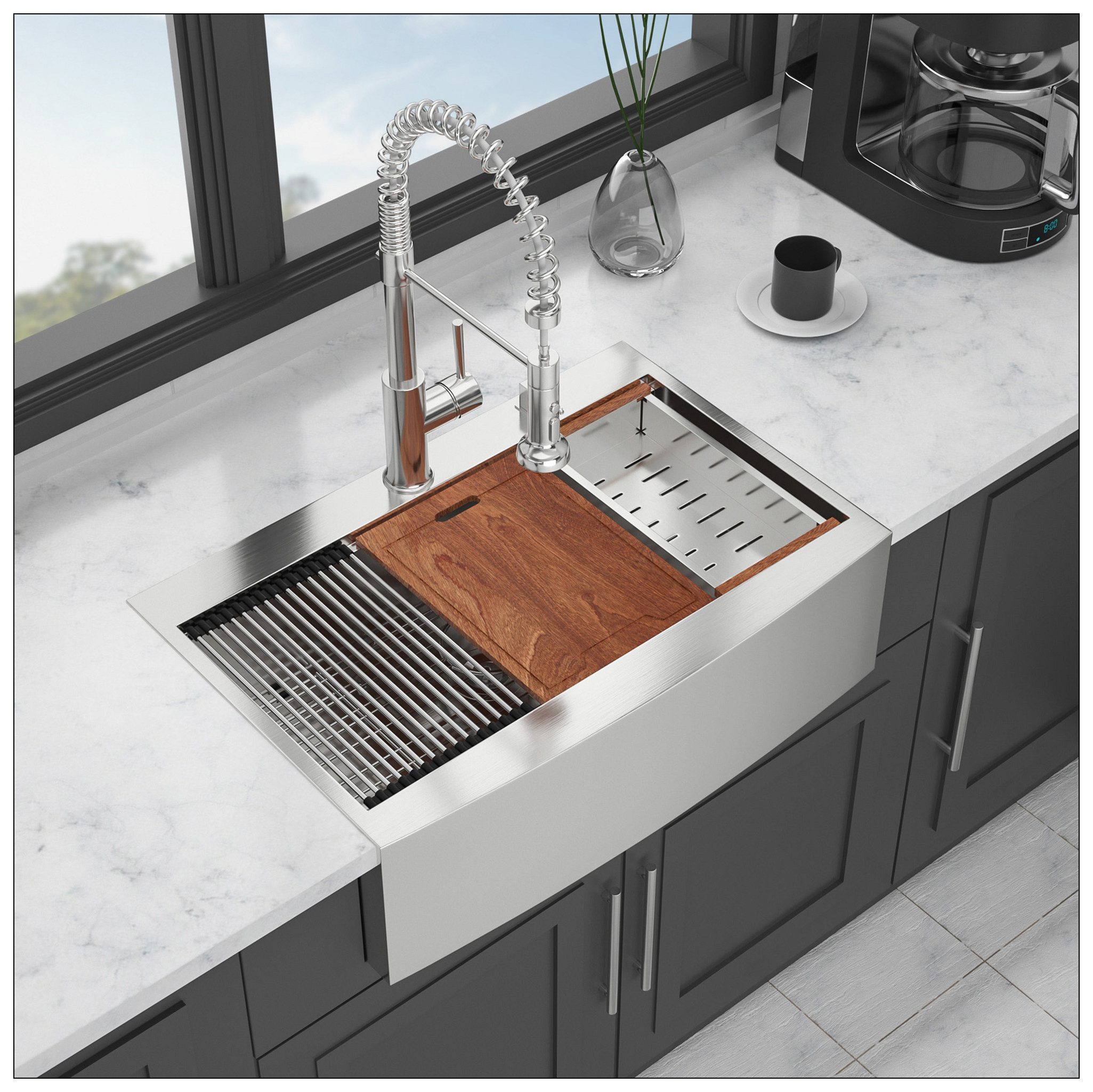 REDmintss 36 Drop In Farmhouse Sink Workstation - 36*22*10 Inch Kitchen ...