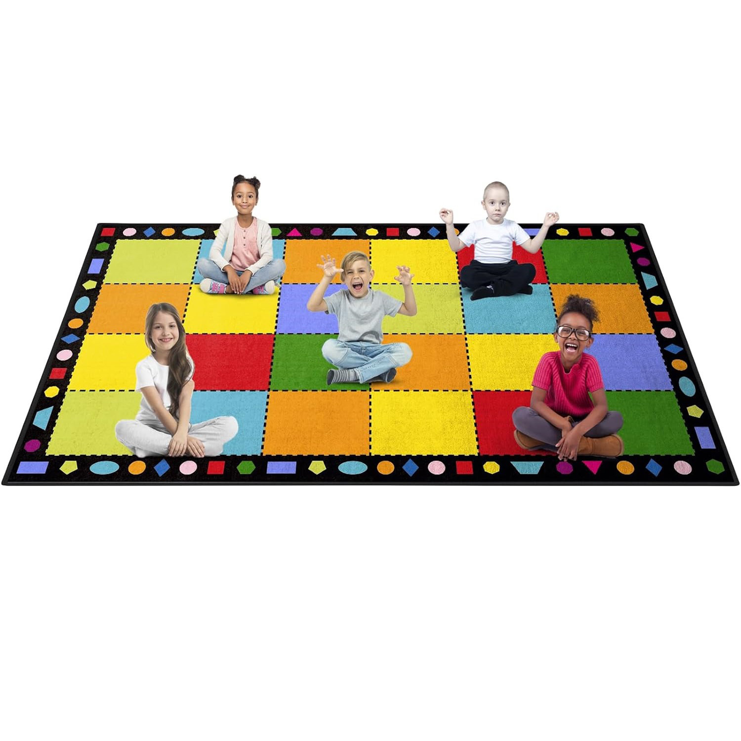 Booooom Jackson Thick Classroom Rug 13'X7'5''Large Rainbow Classroom ...