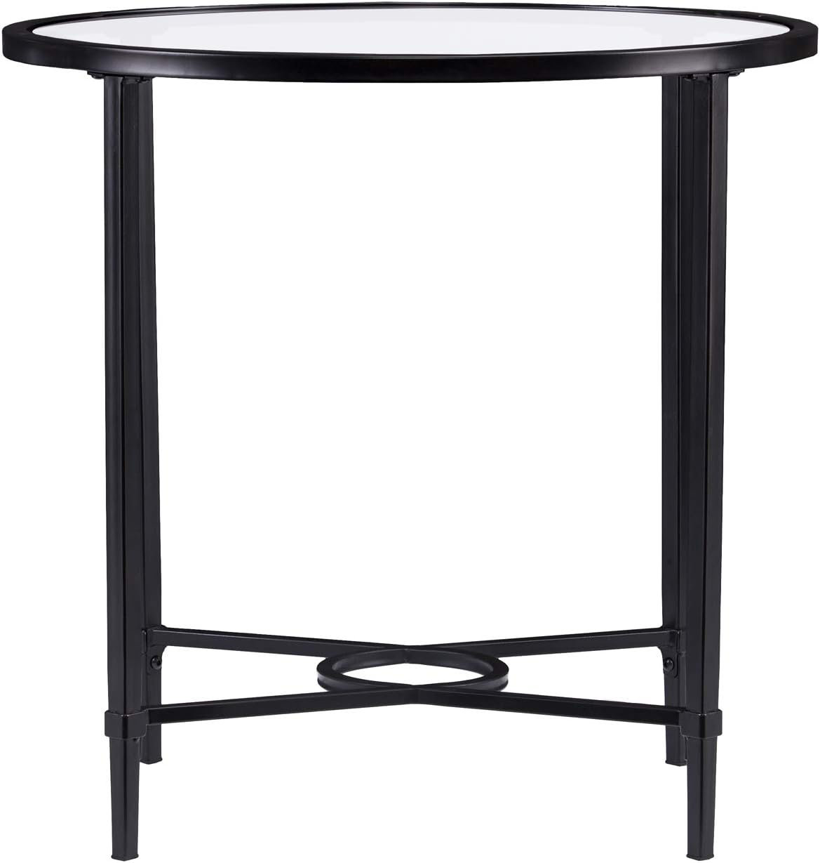 Ebern Designs Quinton Metal/Glass Oval Side Table, Black | Wayfair