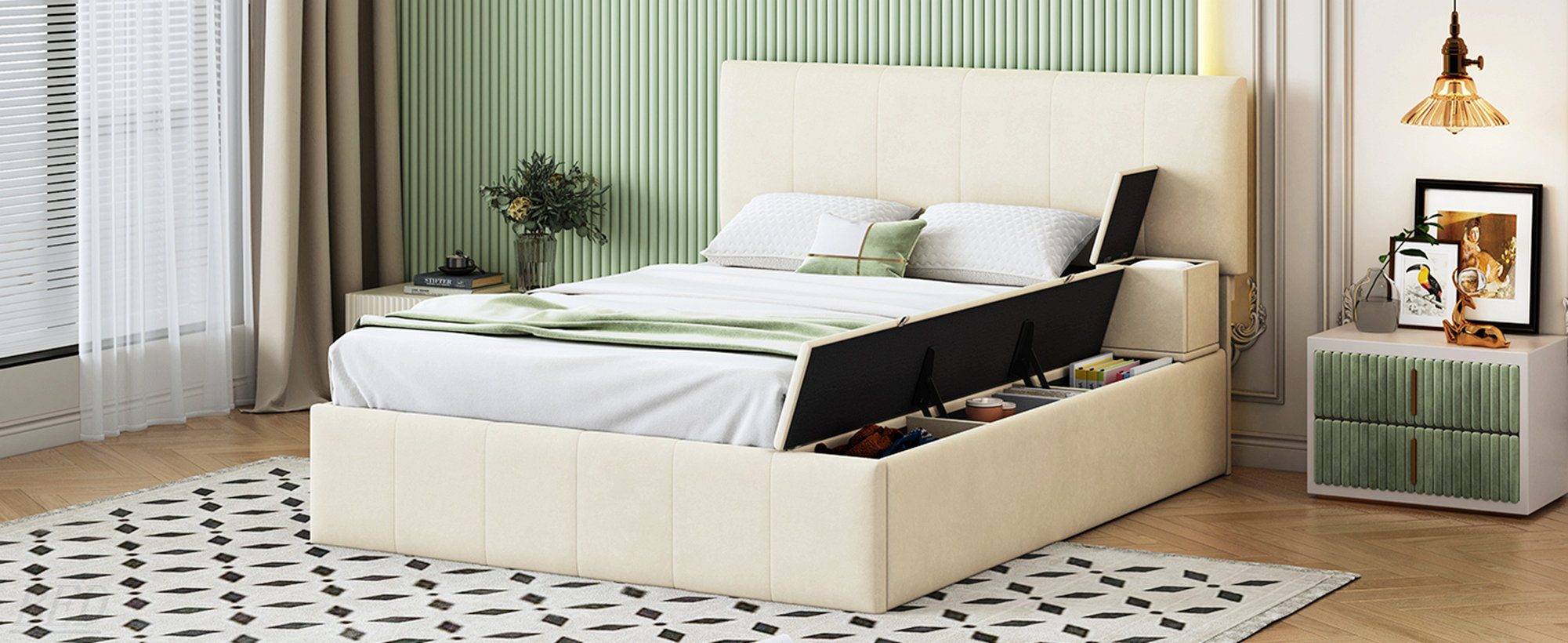 Latitude Run® Bedroom Bed Upholstered Platform Bed with Lateral Storage ...