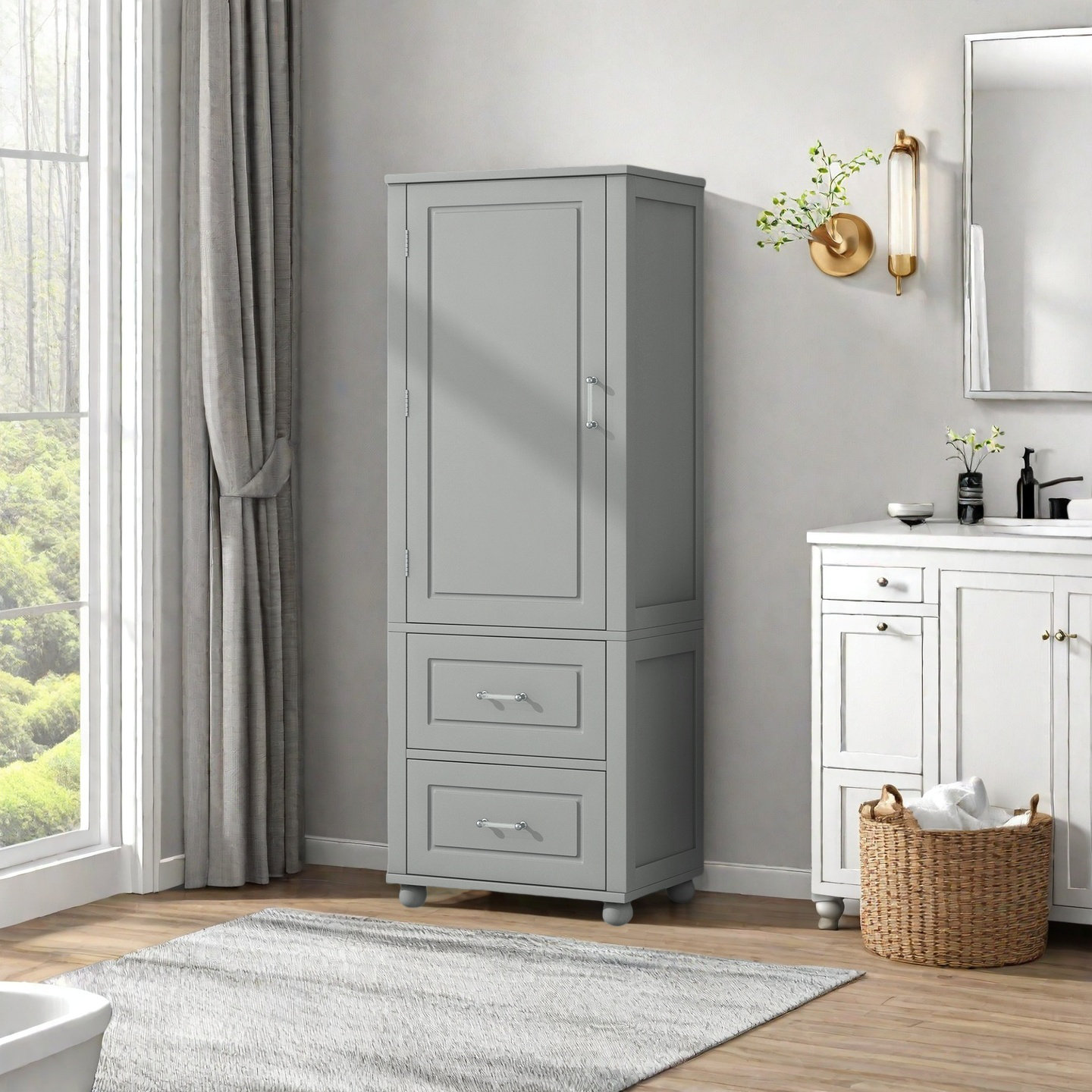 Lark Manor™ Bathroom Storage Cabinet with Drawers and Adjustable ...