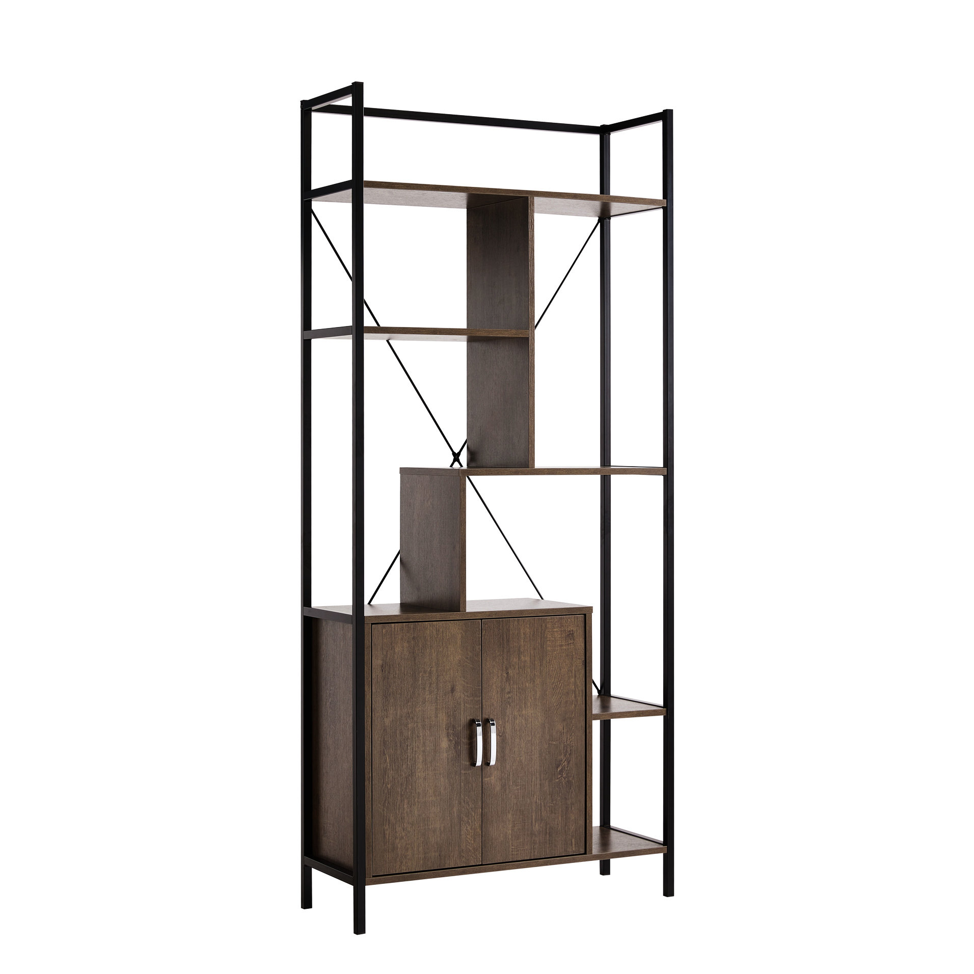 Latitude Run® Ten Multi-level Shelf Bookcase With 2-door Cabinet ...