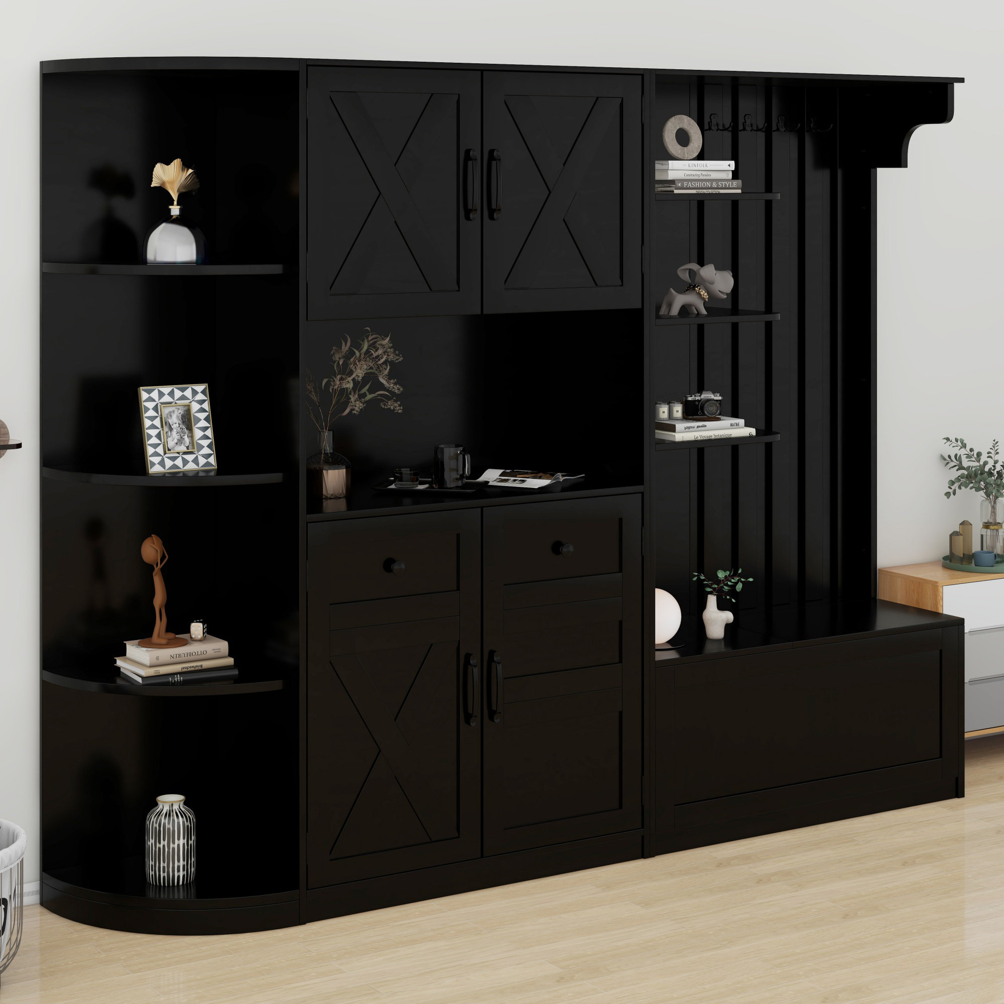 Ophelia & Co. Multifunctional Left-Right Combination Hall Cabinet With ...