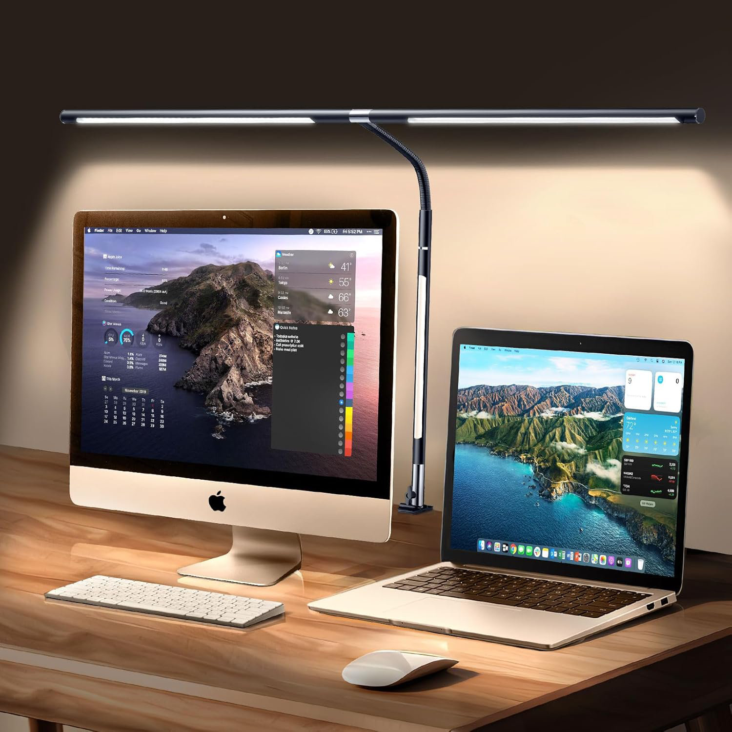 Ivy Bronx 360° Adjustable LED Desk Lamp, Double Head Lights With 25 ...
