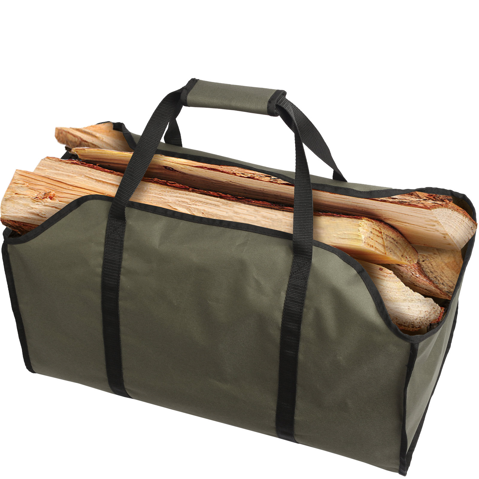 Rebrilliant Log Carrier Bag, Waxed Canvas Firewood Tote Bag, Heavy Duty ...