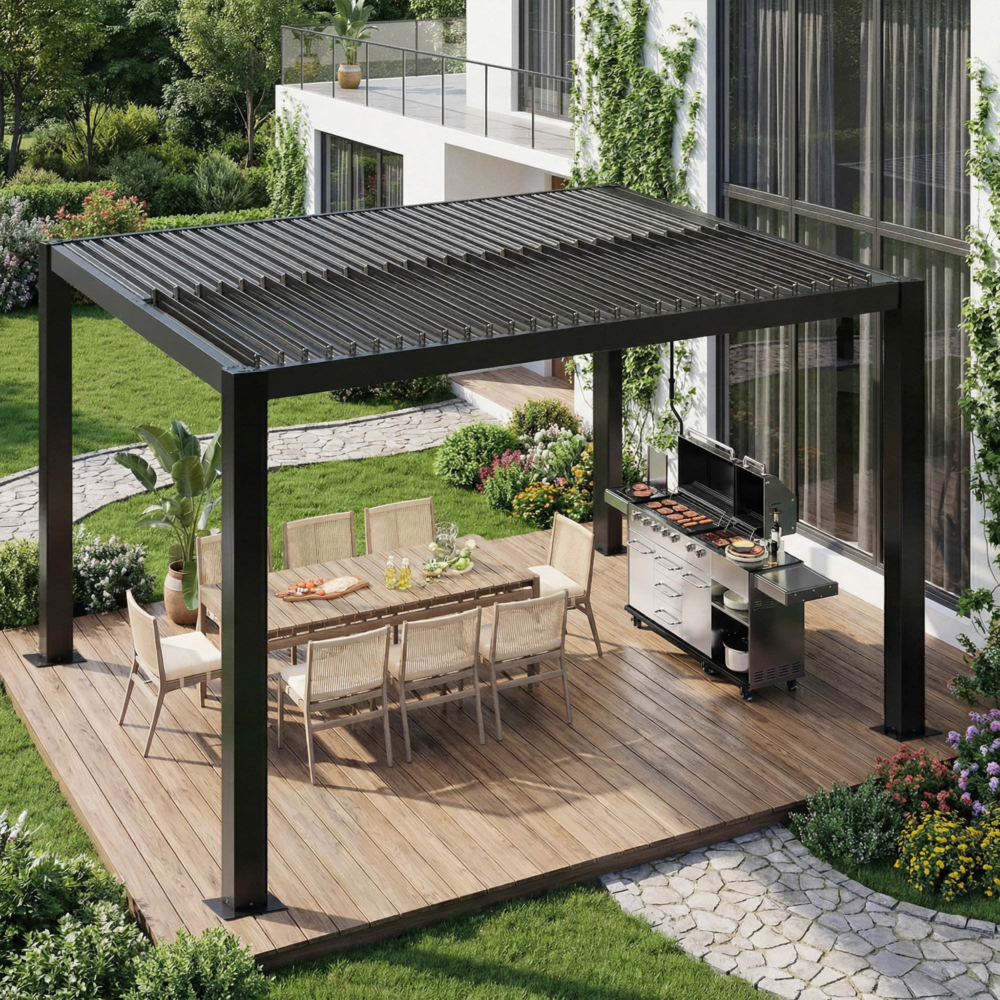 Erommy Outdoor Pergola, Louvered Pergola, Aluminum Pergola for Patio ...