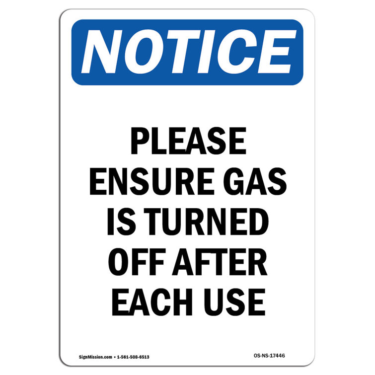 SignMission Please Ensure Gas Is Turned off Sign | Wayfair